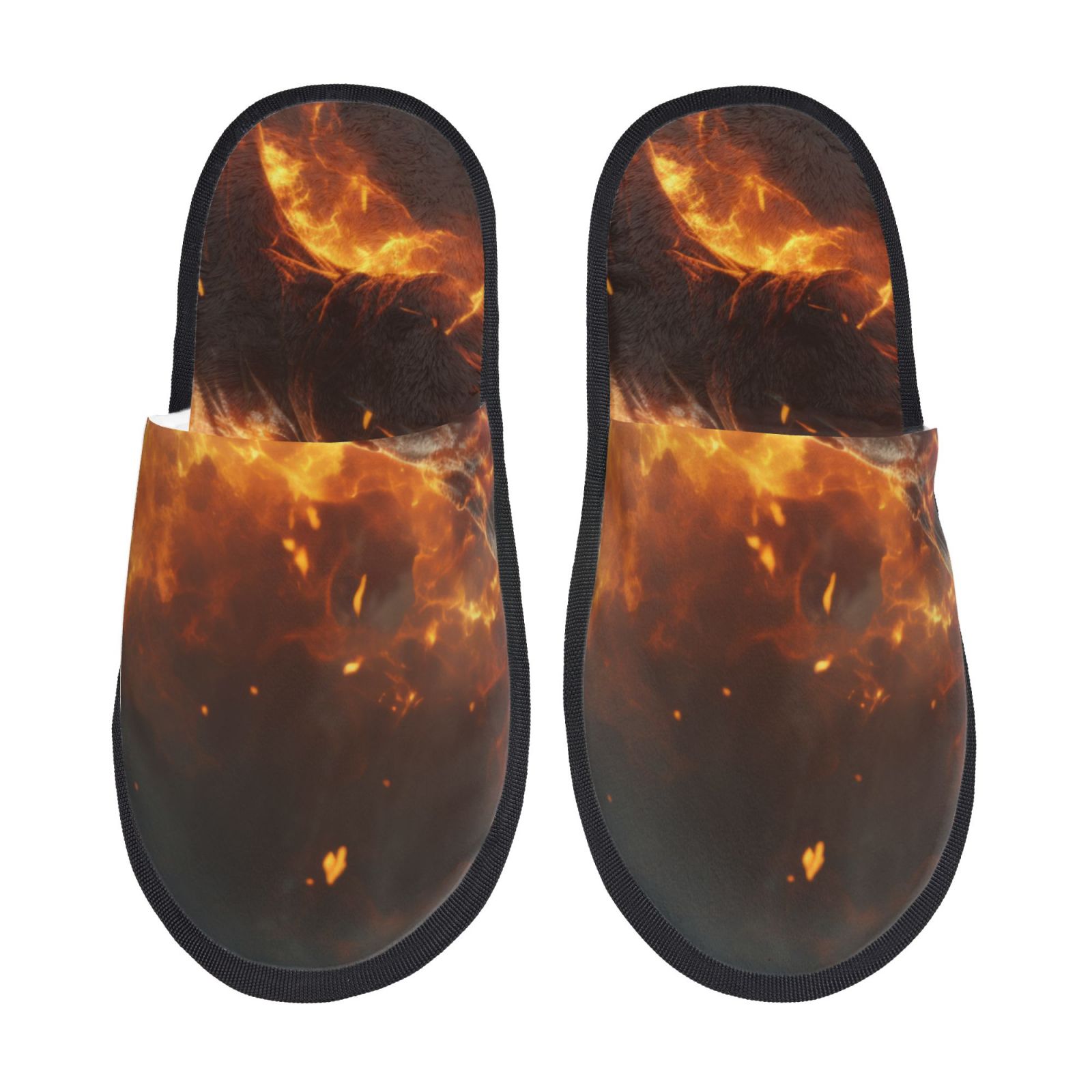 Daiia Cool Fire Man Pattern Furry Slippers for Women and Men, Soft ...
