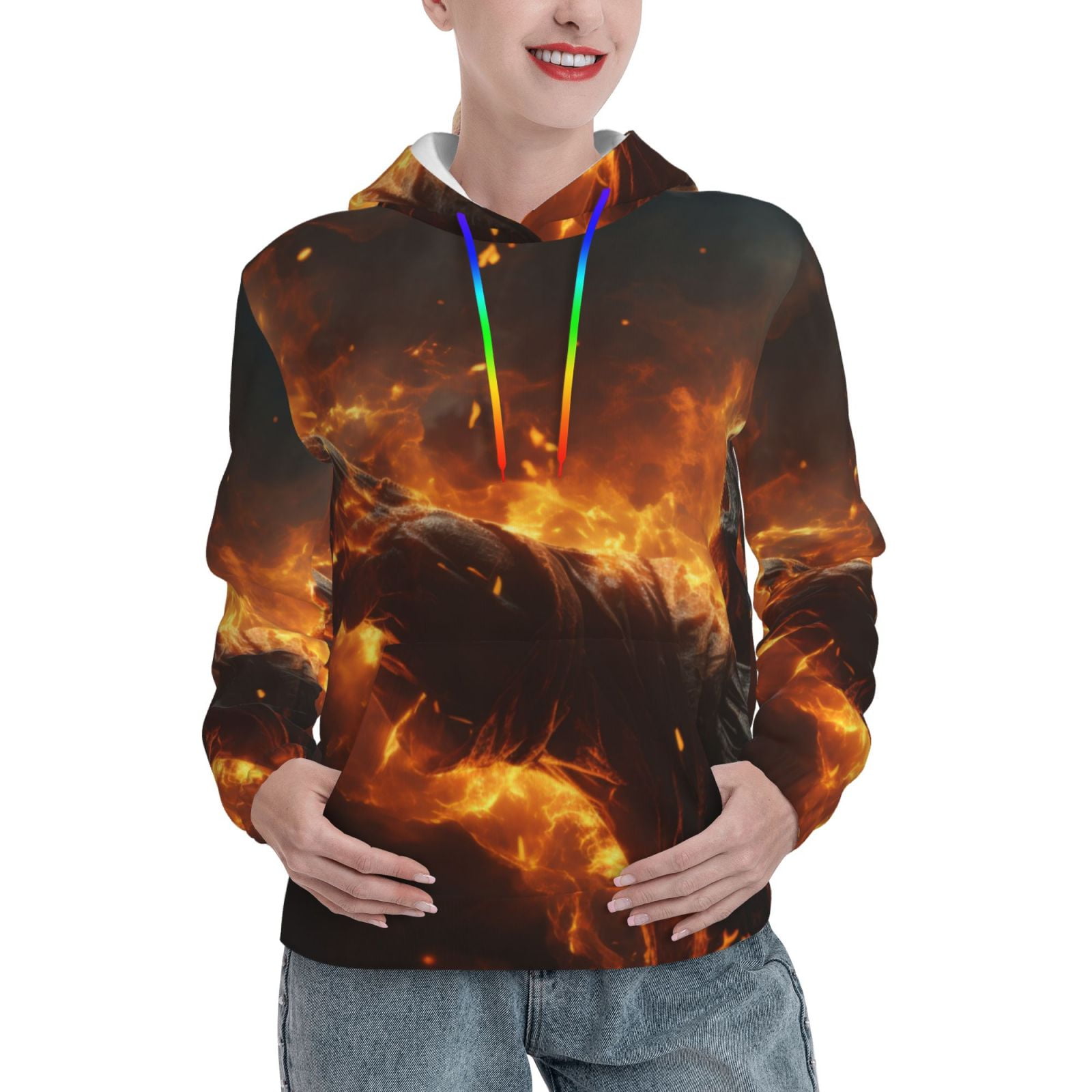 Daiia Cool Fire Man Pattern Women's Fashion Hoodies & Sweatshirts with ...