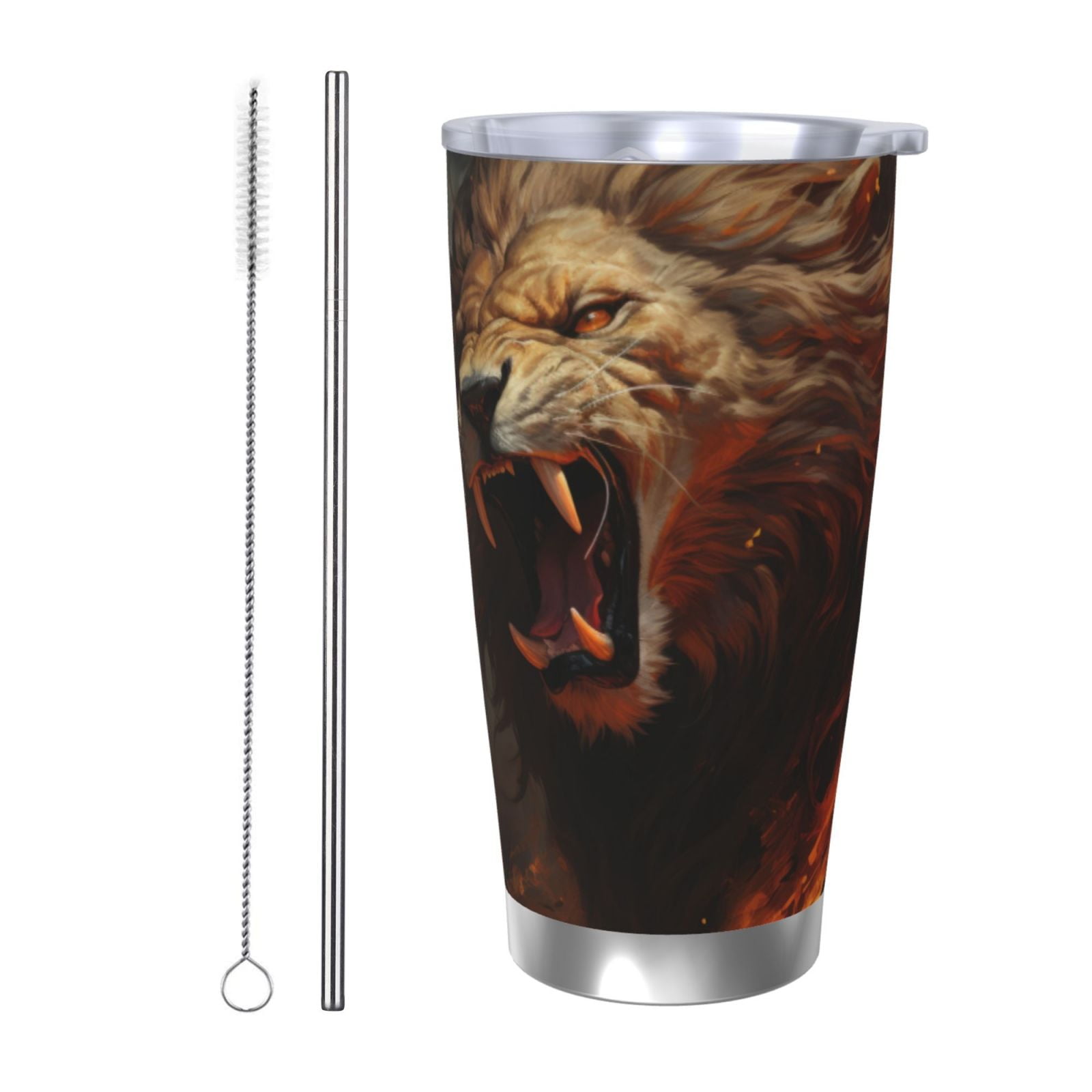 Daiia Cool Flame Lion A Printed 20oz Insulated Coffee Cup with Straw ...