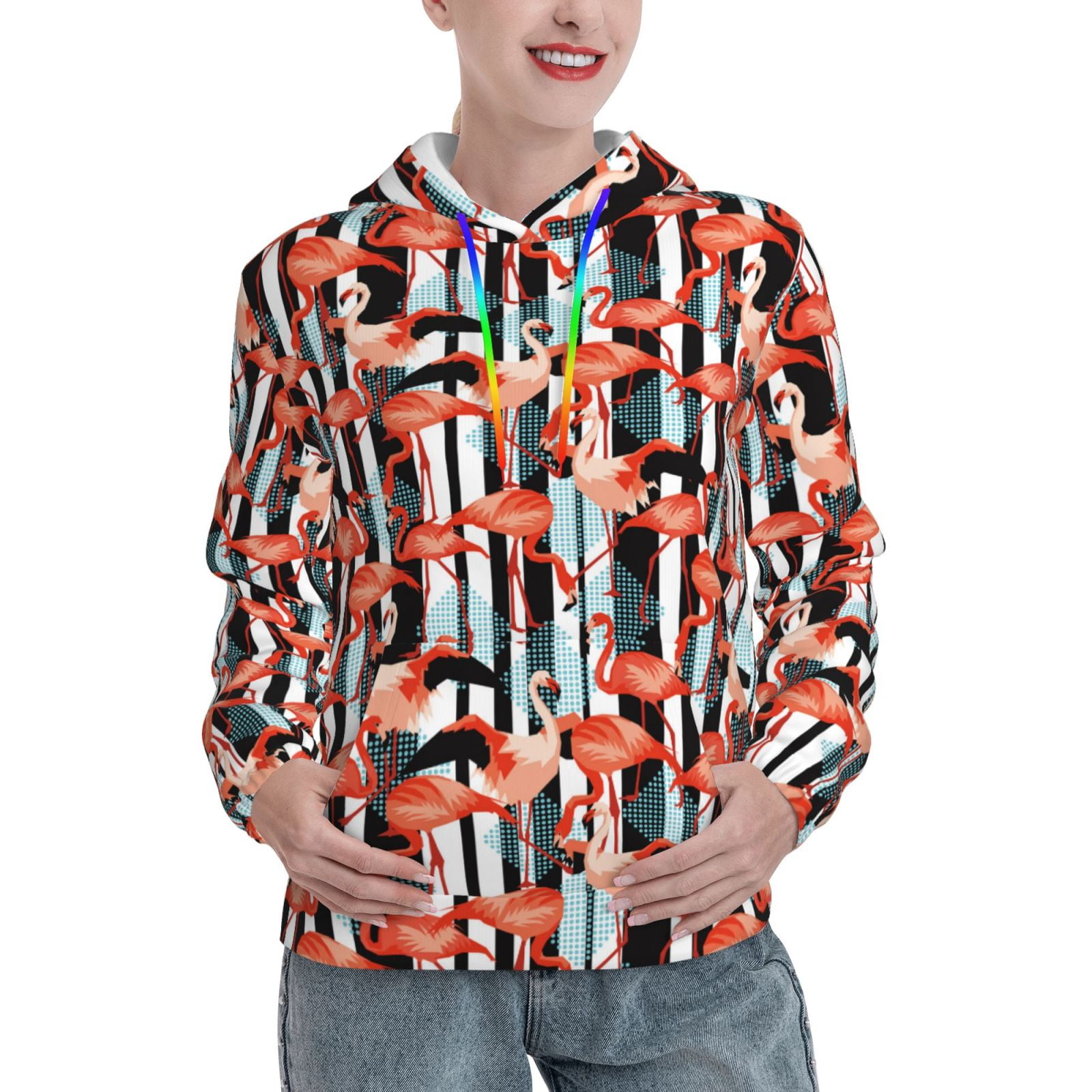 Daiia Cool Flamingo Pattern Women's Fashion Hoodies & Sweatshirts with ...