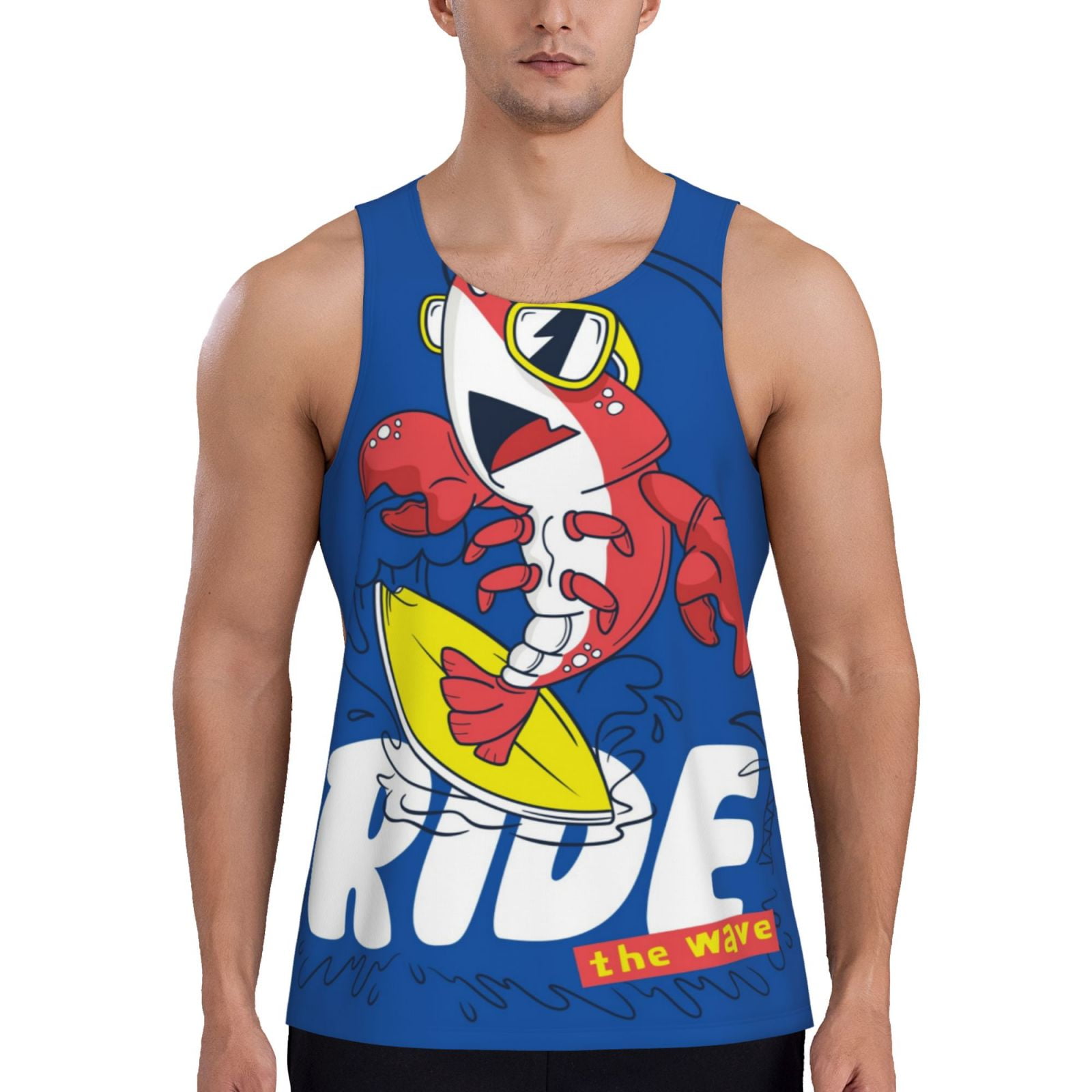 Daiia Cool Lobster Surfing Printed Men's Quick Dry Fit Muscle Tank Top ...
