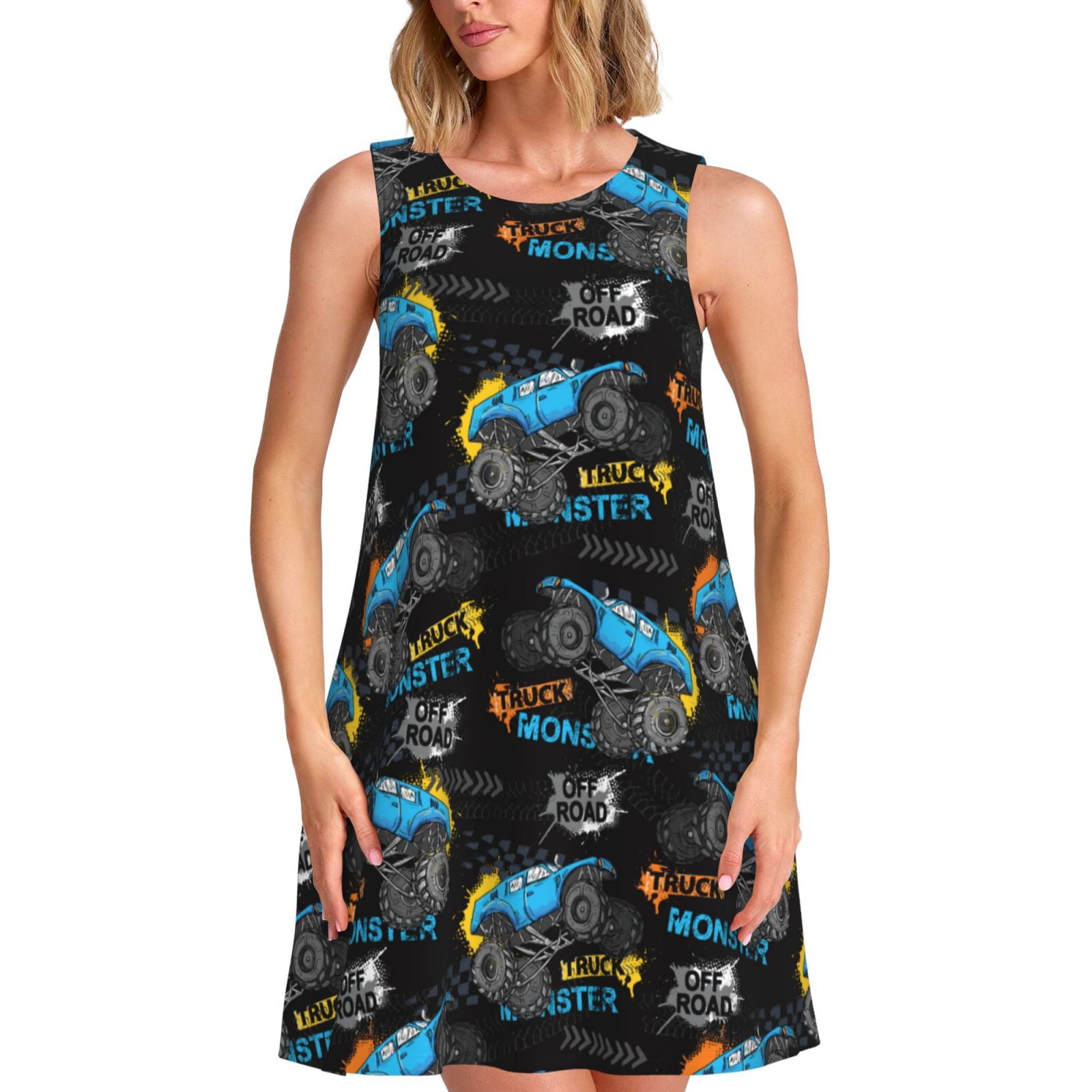 Daiia Cool Off-Road Vehicle Print Women's Dresses 2025 Trendy Short ...