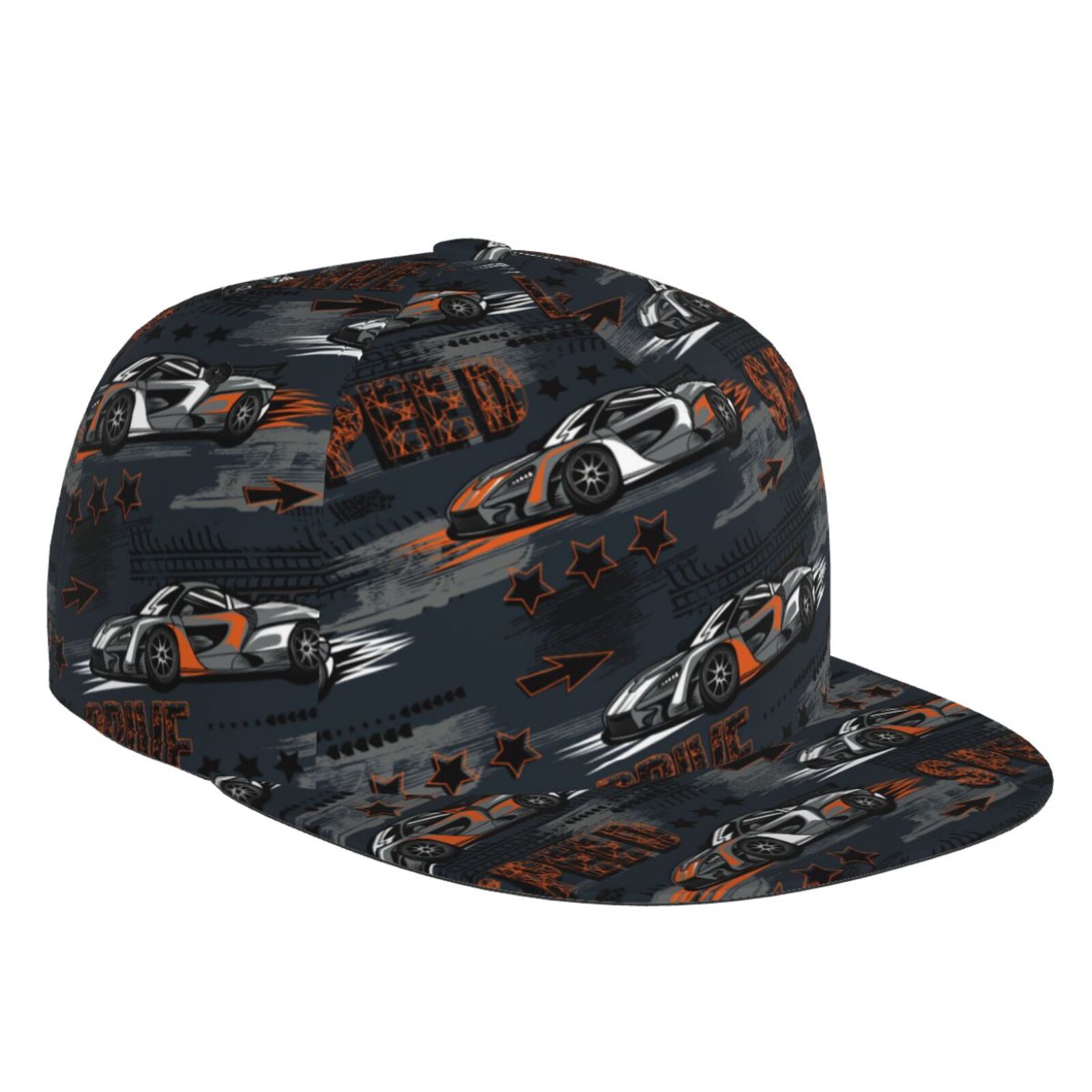 Daiia Cool Sports Car print Flat Bill Hats Flat Brim Trucker Cap ...