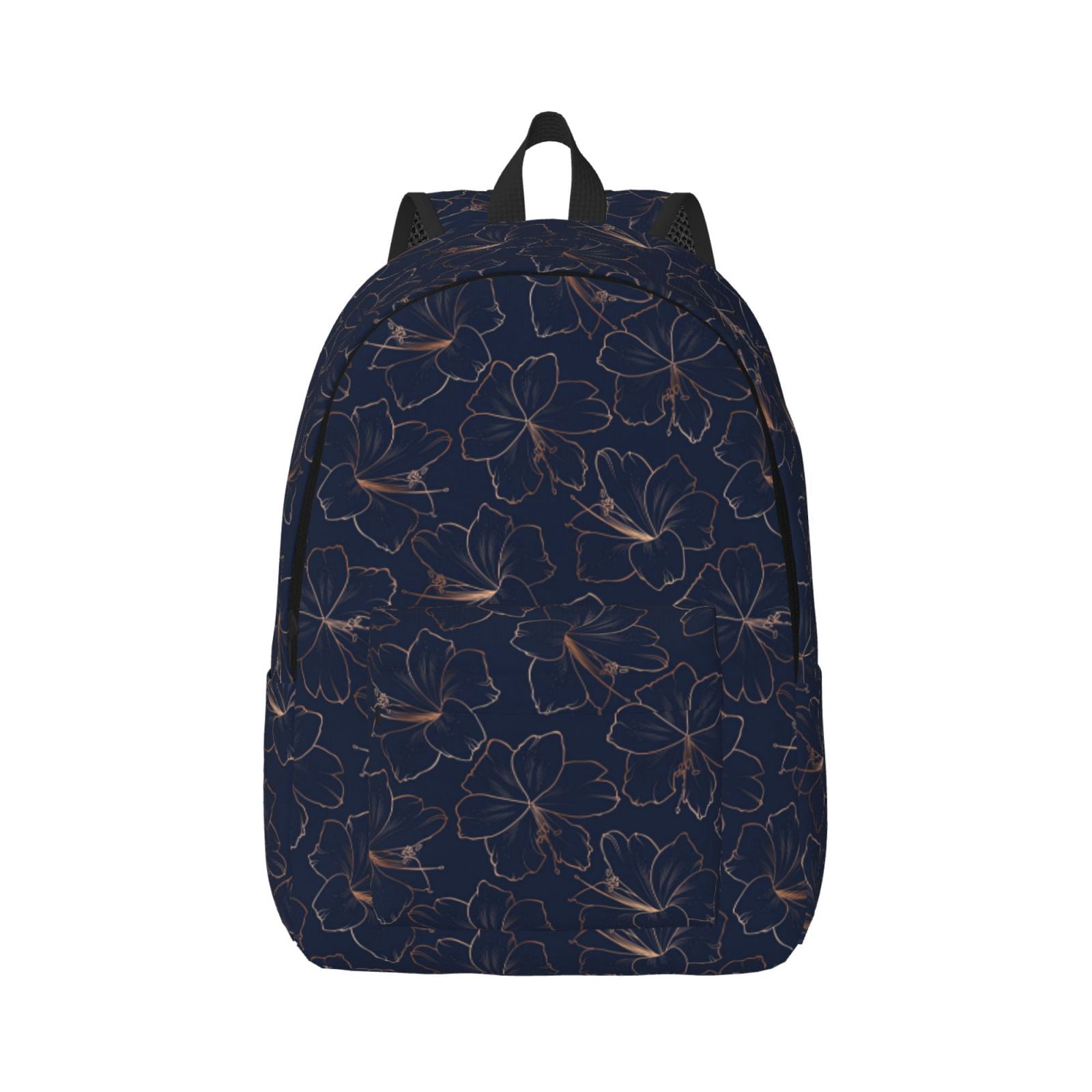 Daiia Copper-Gold Gloss Outline Lily Flower Vintage Canvas Backpack for ...