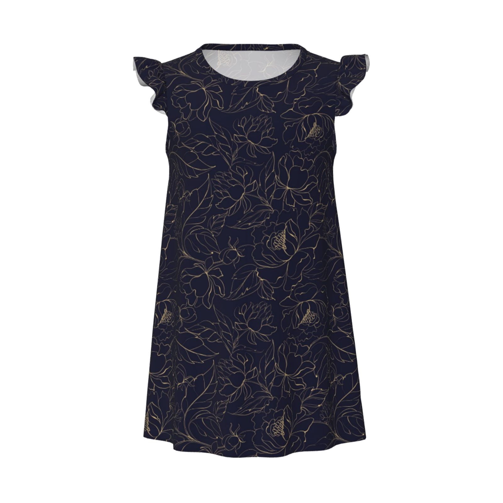 Daiia Copper-Gold Gloss Outline Peony Girls Nightgowns, Unicorn ...