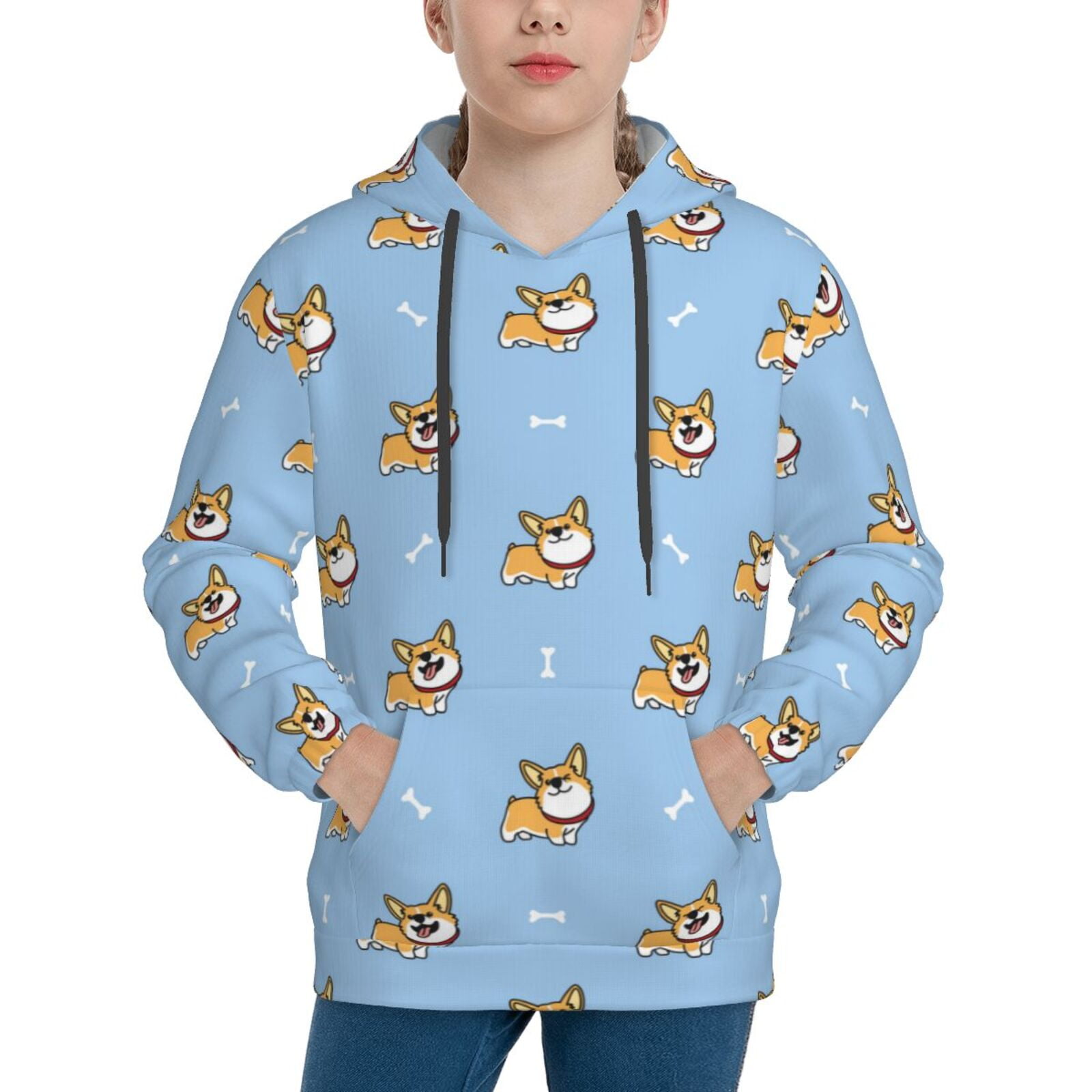 Daiia Corgi Dog for Boys Fashion Hoodies & Sweatshirts with Kangaroo ...