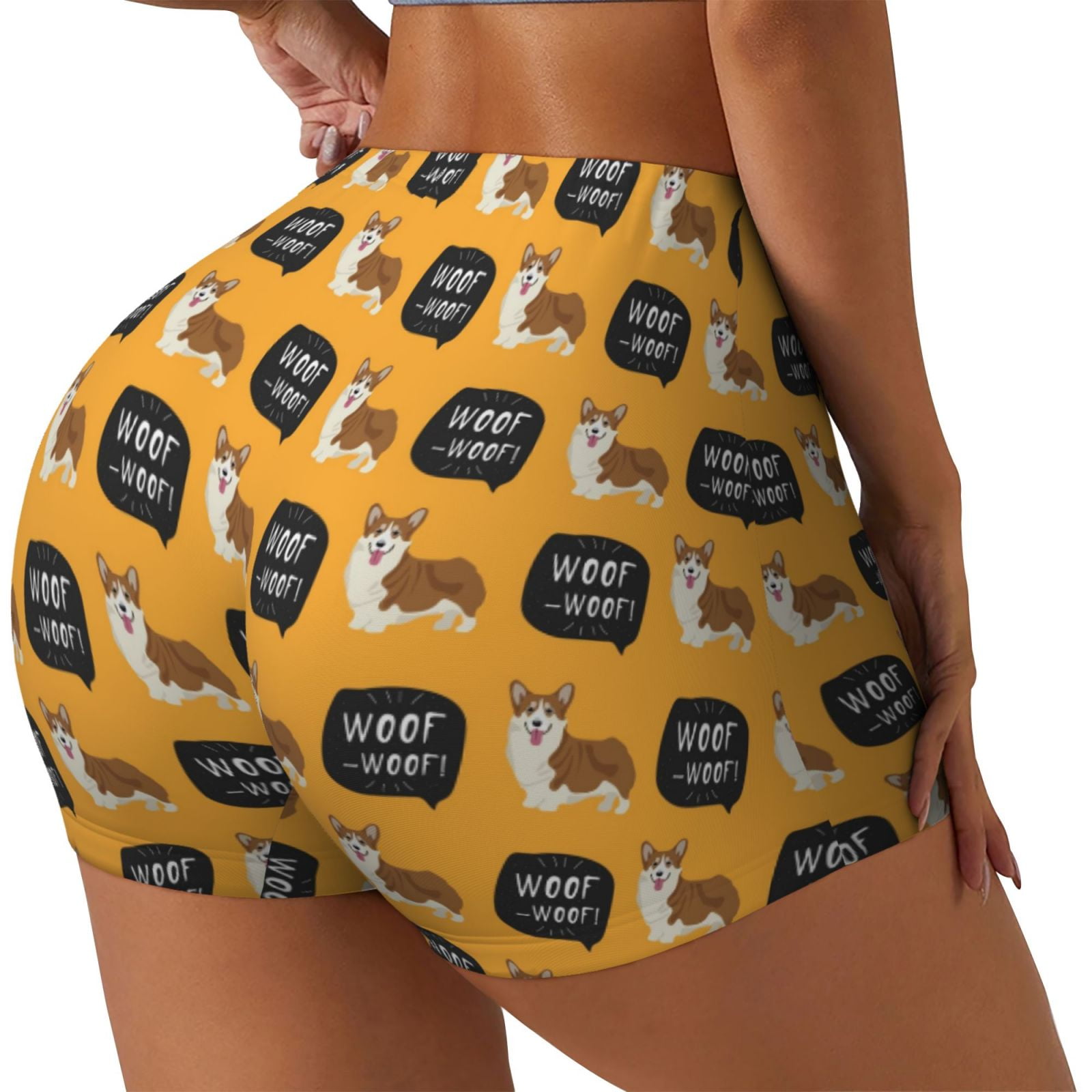 Daiia Corgi Pattern Women's Workout Shorts Biker Shorts - High Waisted ...