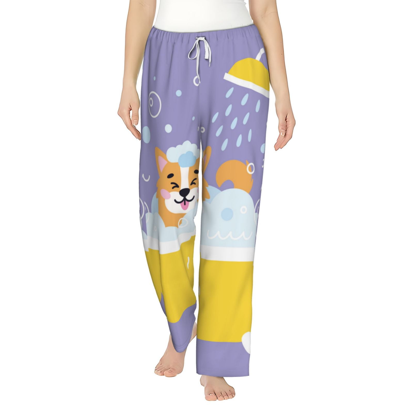 Daiia Corgi Washing in Bathtub Women's Sleep Pant with Pockets and ...