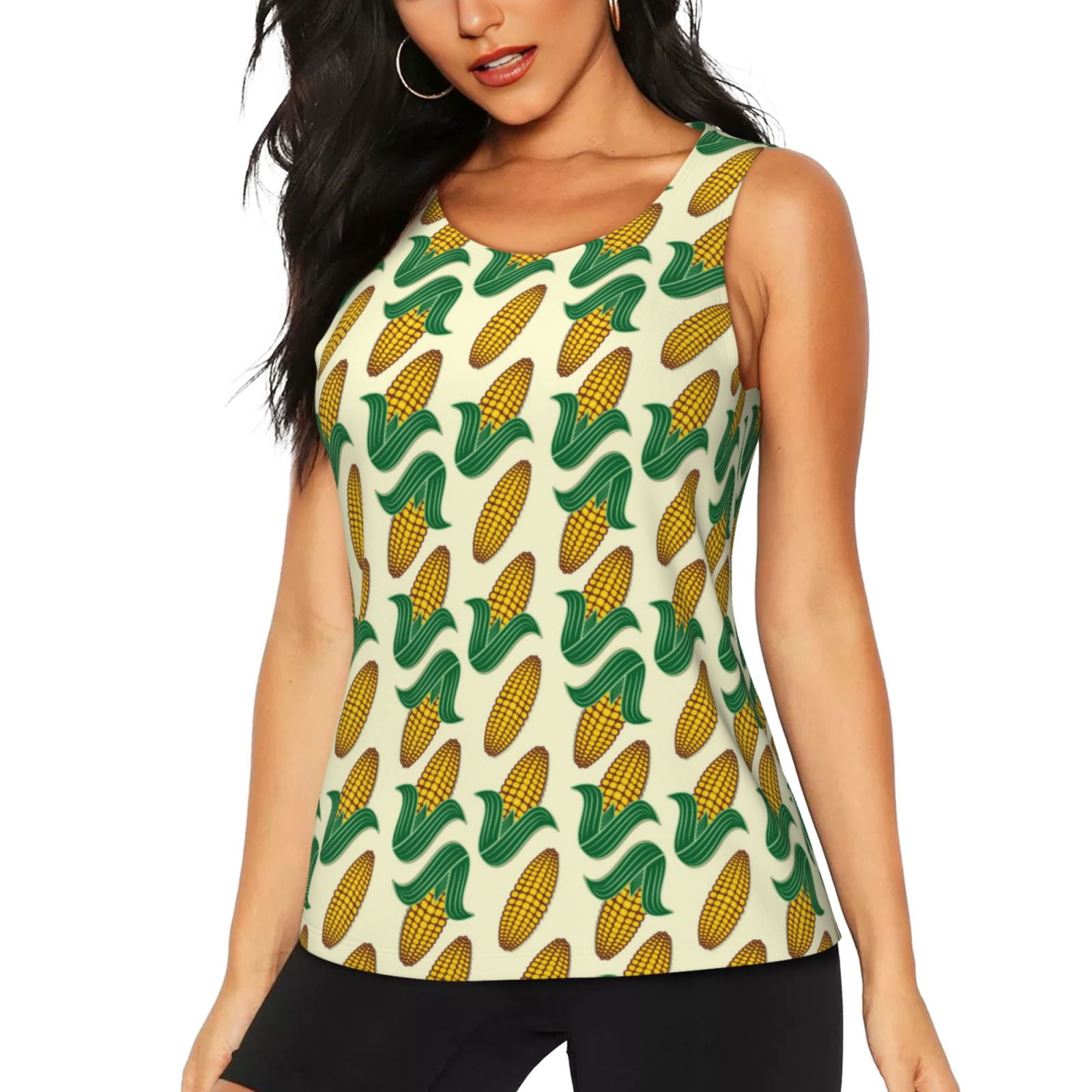Daiia Corn Printed Womens Workout Tops for Women Quick-dry Tank Tops ...