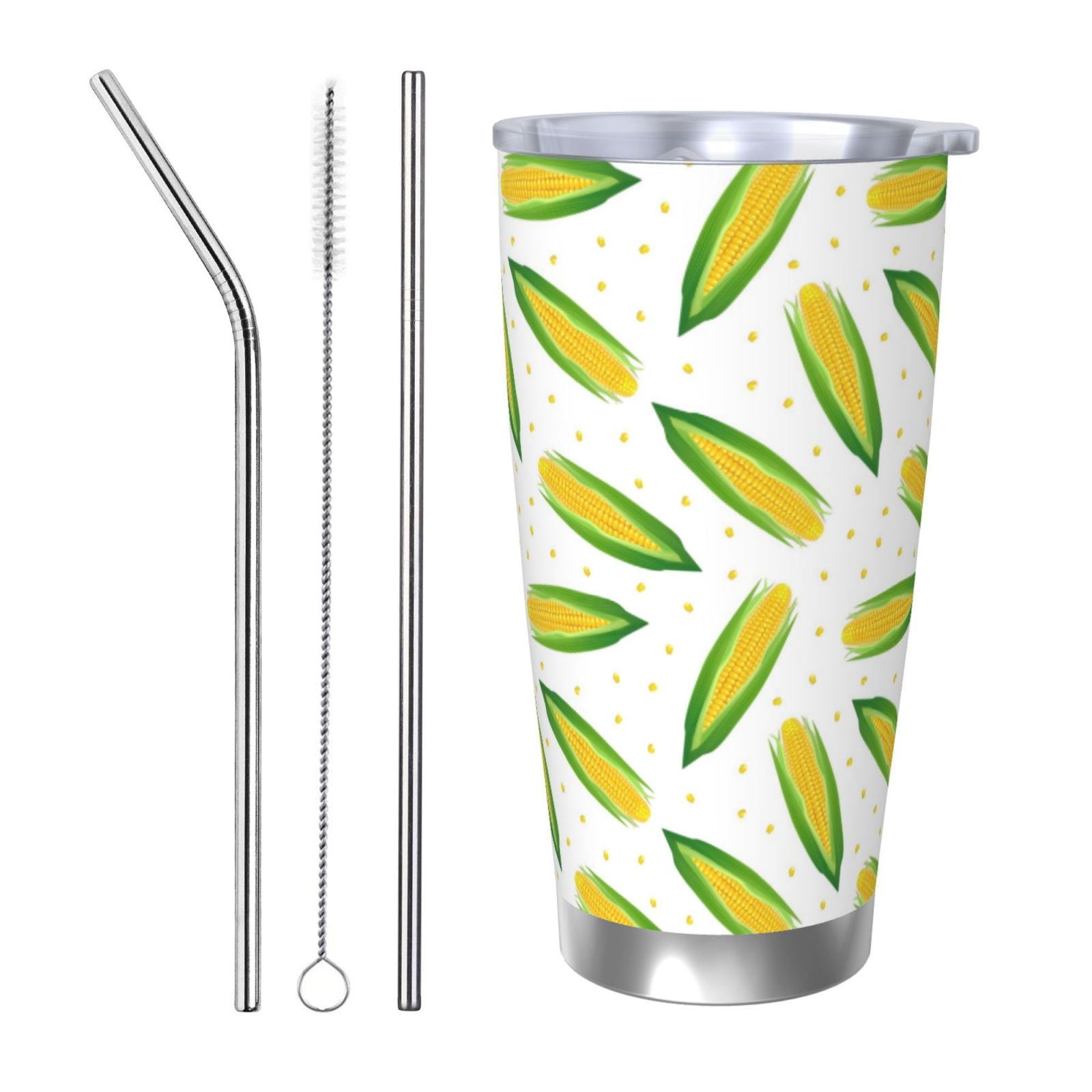 Daiia Corns Printed 20oz Insulated Coffee Cup with Straw Topper, Fully ...