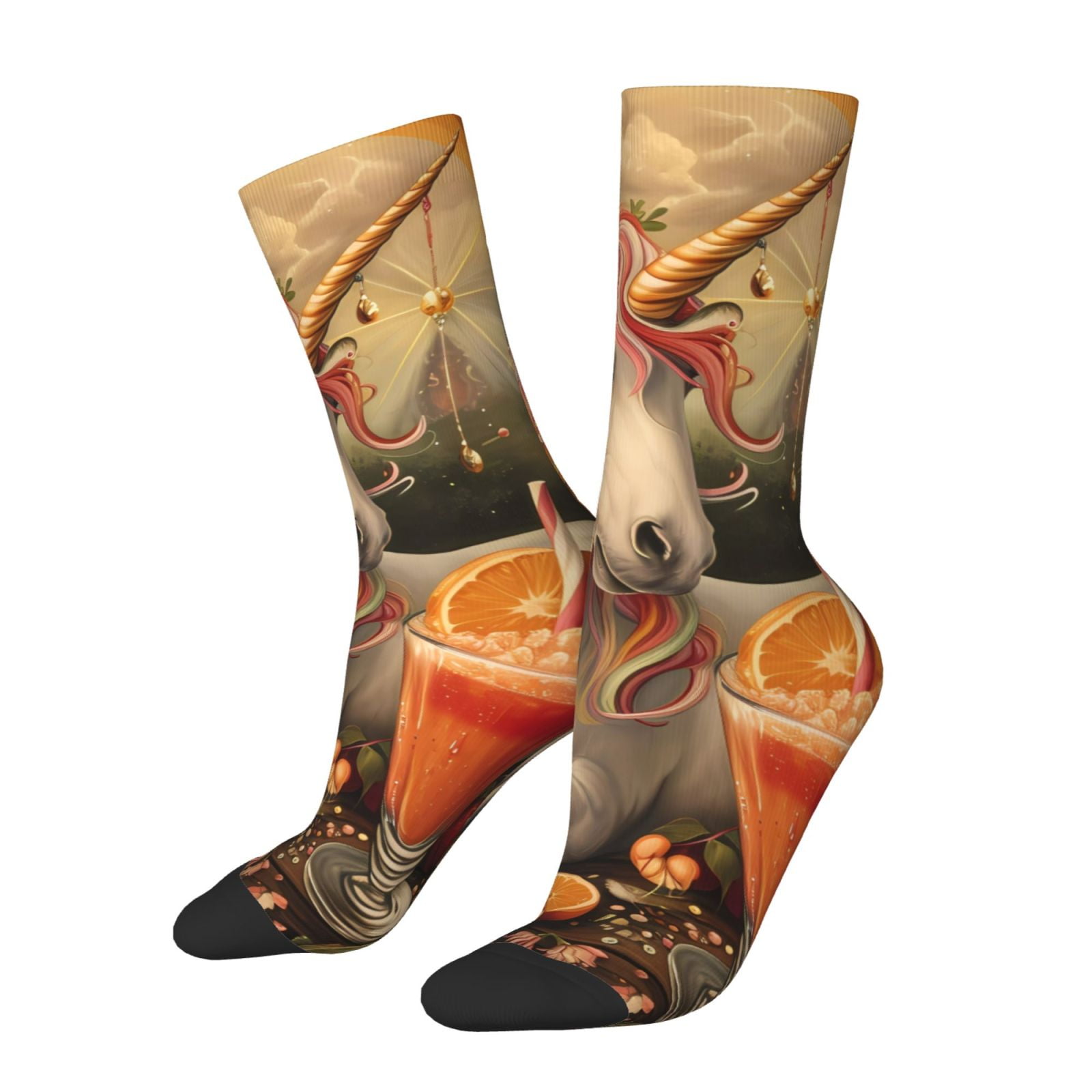 Daiia Countryside Fruit White Horse Print Crew Socks – Soft Breathable ...