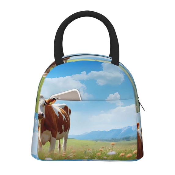 Daiia Cow Grazing Nature Pattern Lunch Bag , Insulated Lunch Box, Small ...