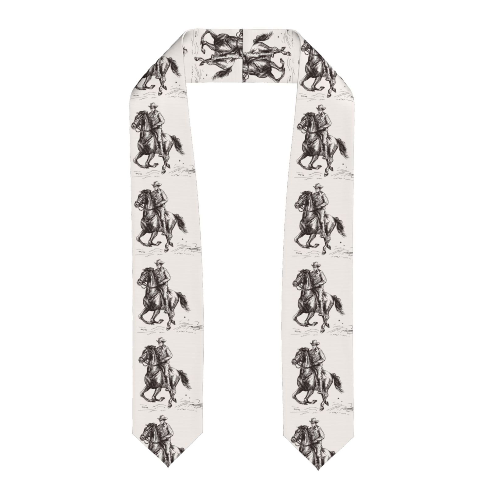 Daiia Cowboy Ride A Horse Pattern Graduation Shawl Stole – Satin ...