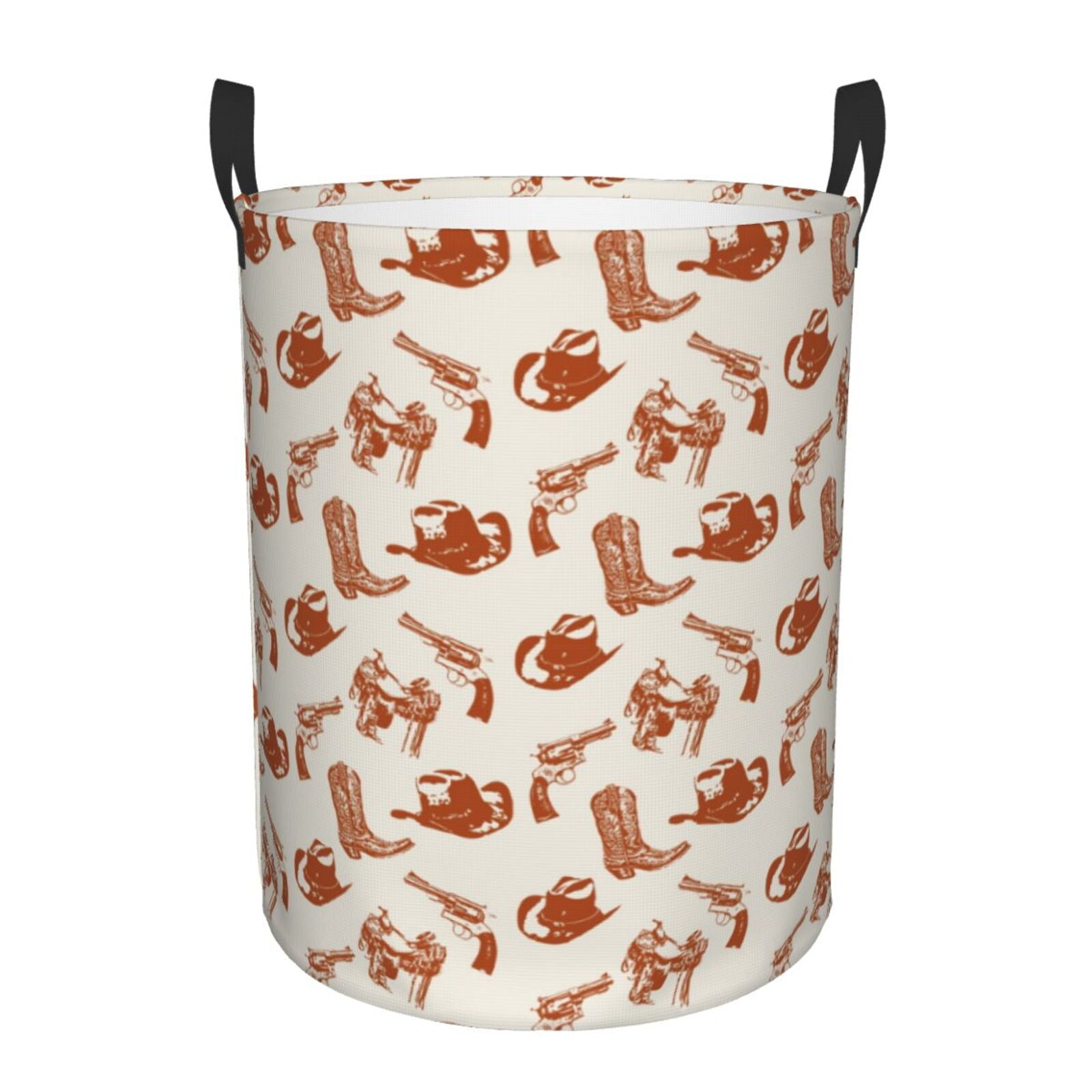 Daiia Cowboy Western Round Laundry Basket with Handles Thickened ...