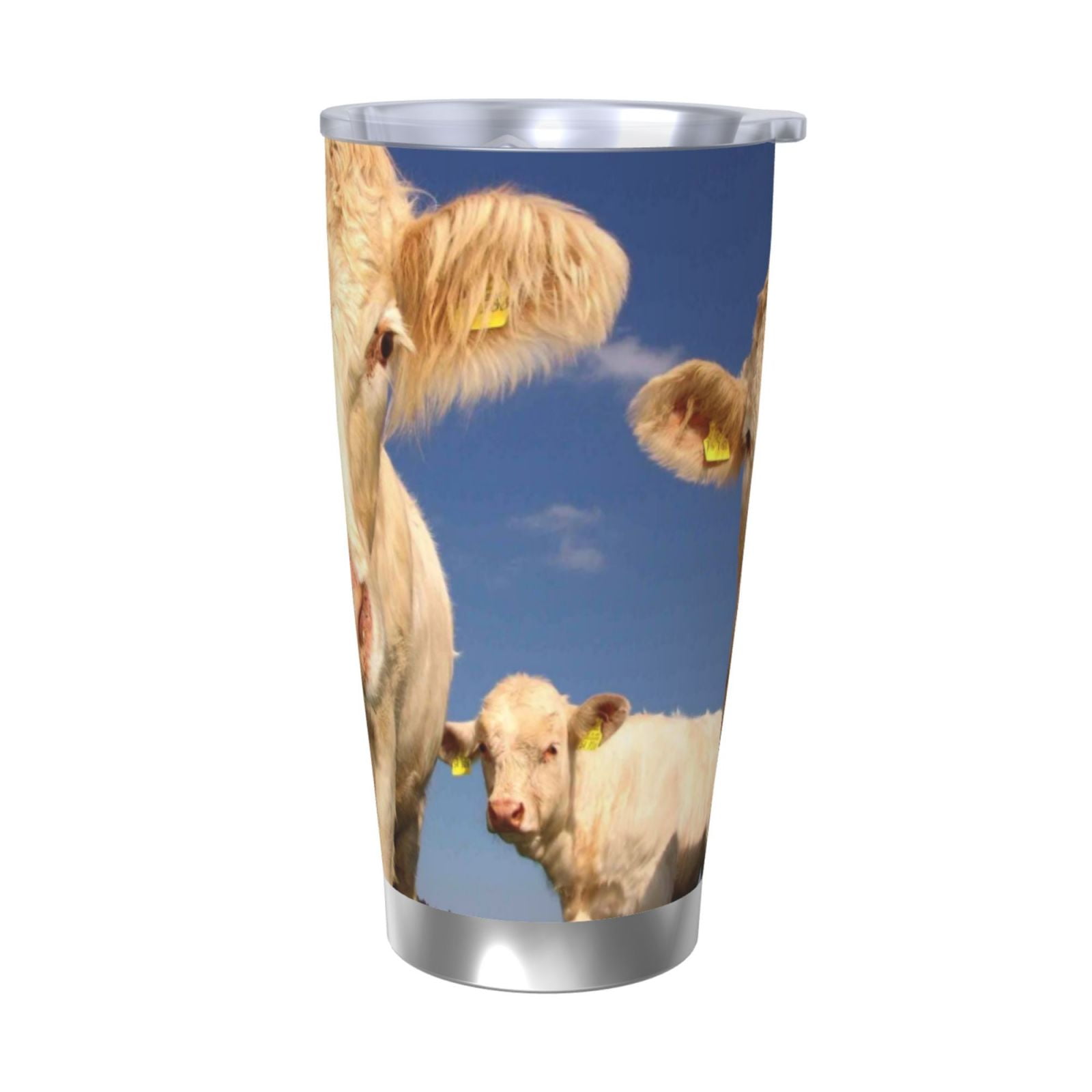 Daiia Cows Cattles Printed 20oz Insulated Coffee Cup with Straw Topper ...