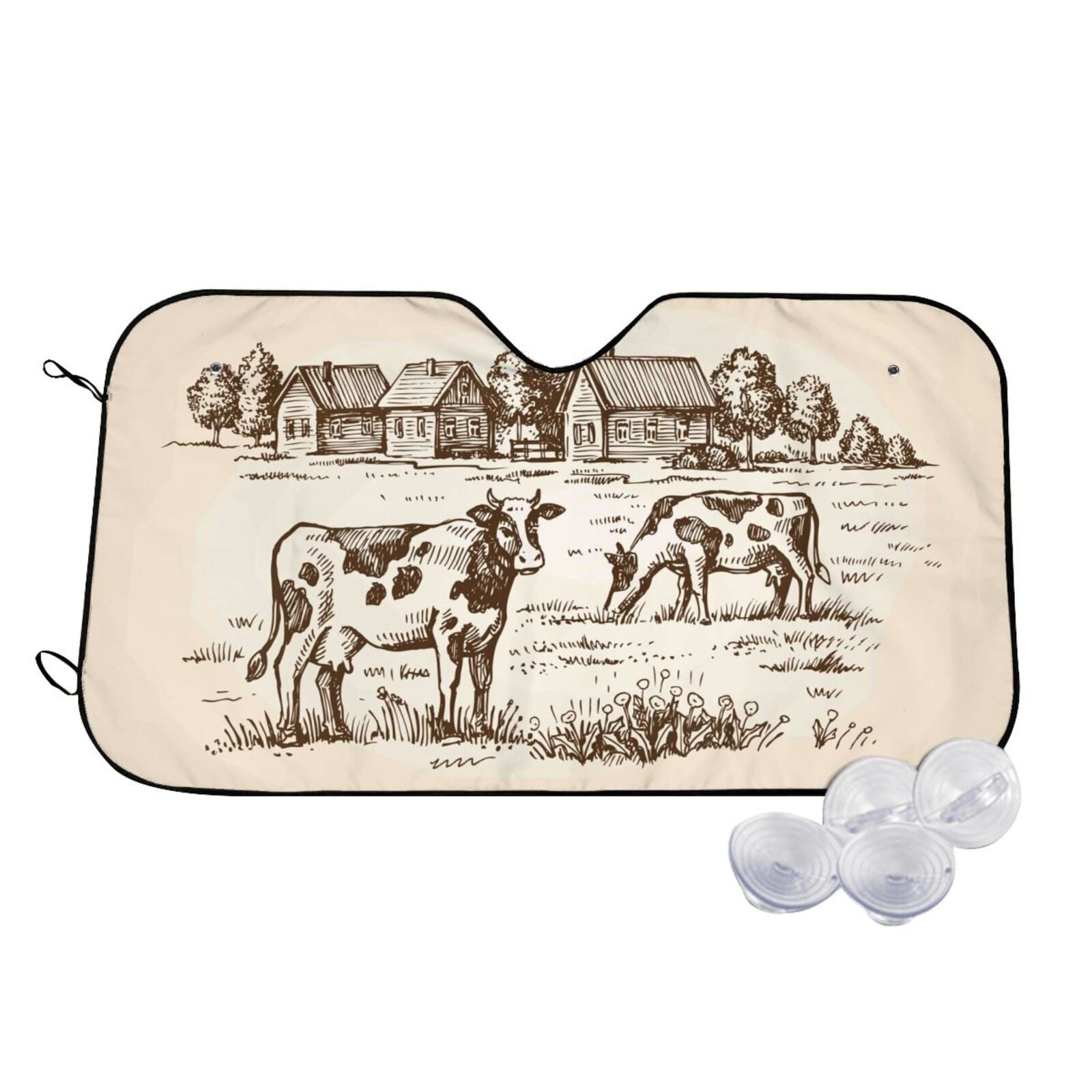 Daiia Cows On The Farm Windshield Sun Shade for Car SUV Truck (Small ...