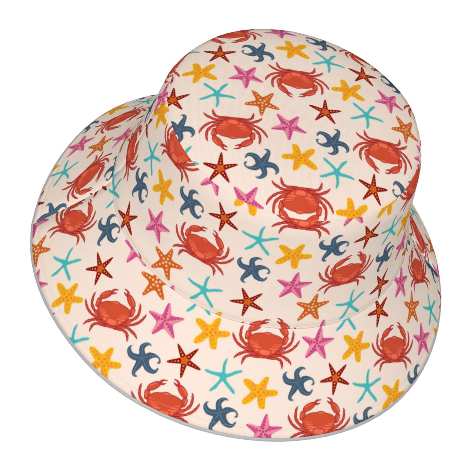 Daiia Crabs And Seastars Pattern Bucket Hat - Trendy Cotton Sun Hat for ...