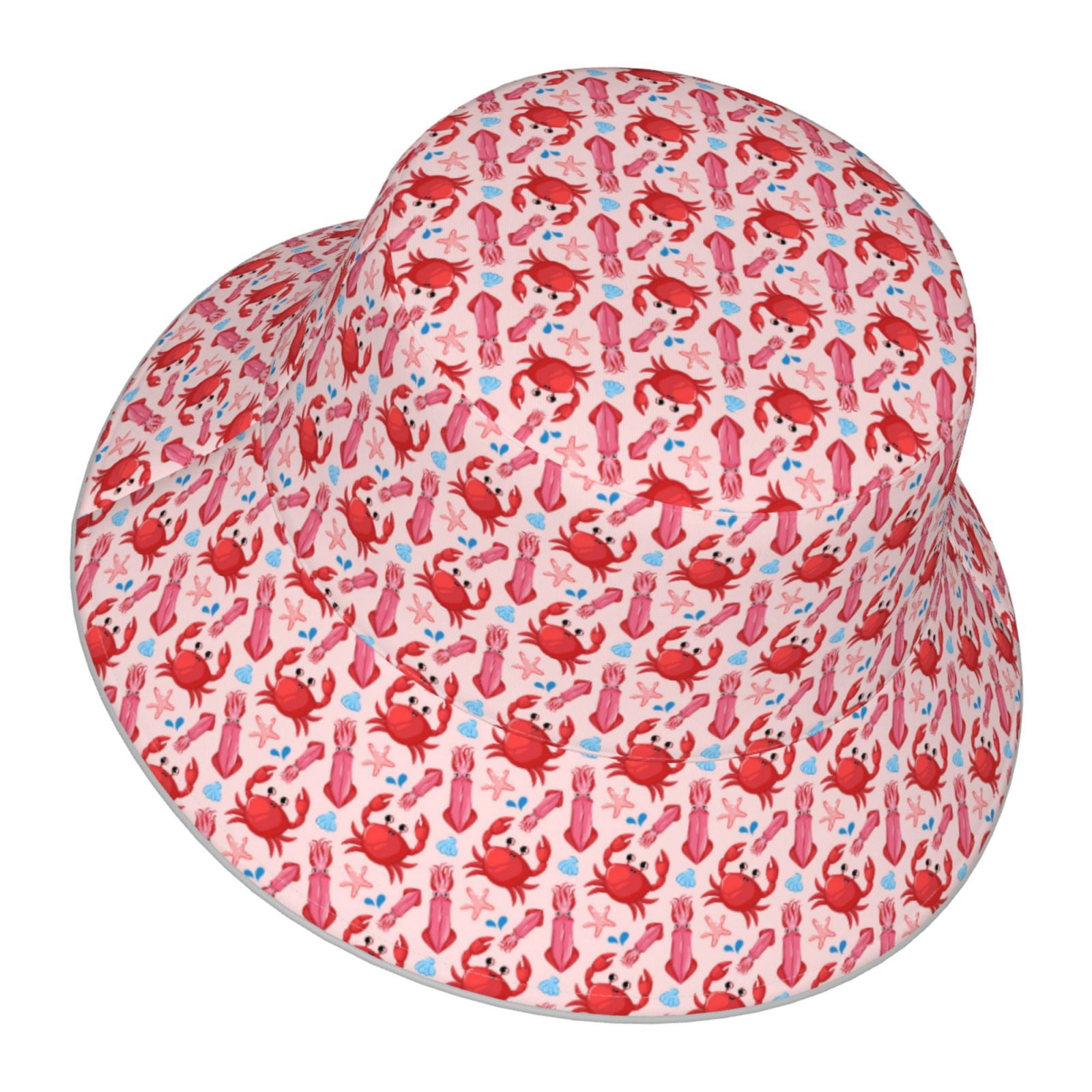 Daiia Crabs Starfish Pattern Bucket Hat - Trendy Cotton Sun Hat for ...