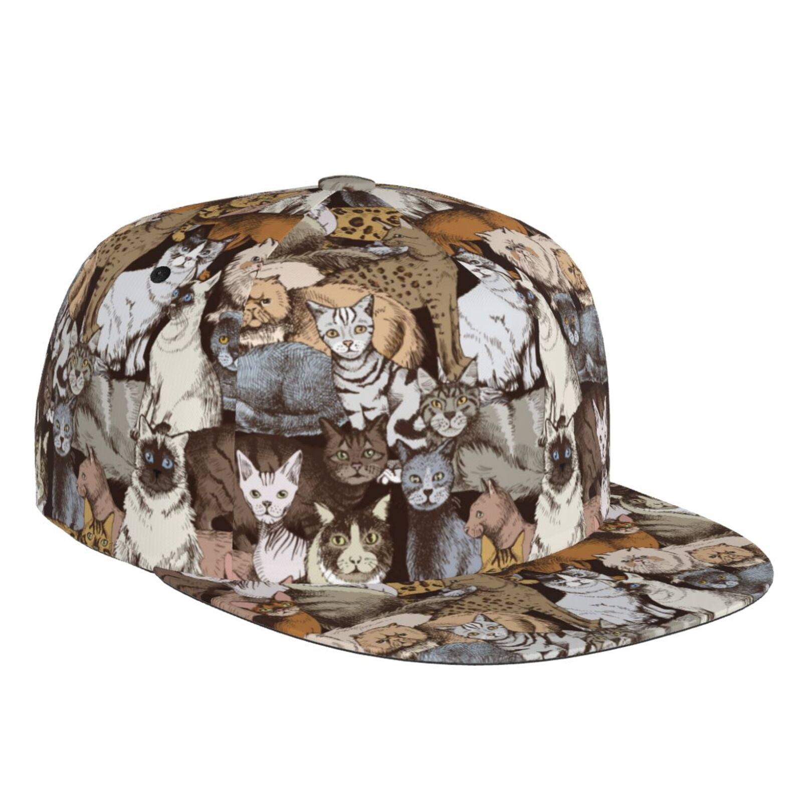 Daiia Cut Cats print Flat Bill Hats Flat Brim Trucker Cap Baseball Cap ...