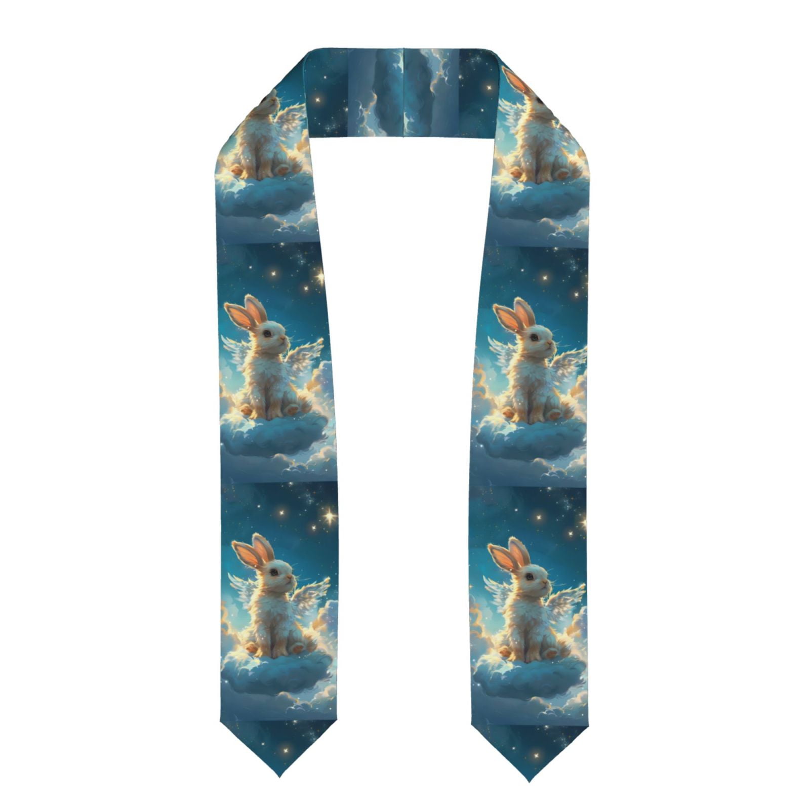 Daiia Cute Angel Winged Rabbit Pattern Graduation Shawl Stole – Satin ...