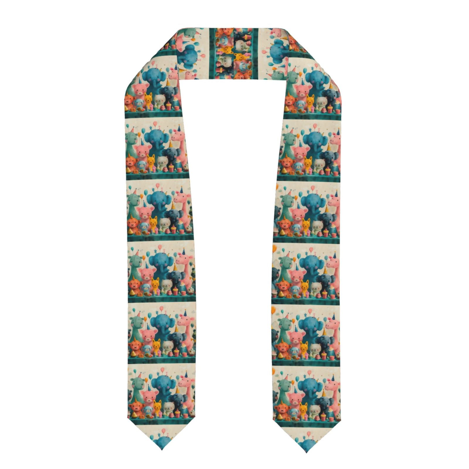 Daiia Cute Animal Party Pattern Graduation Shawl Stole – Satin ...