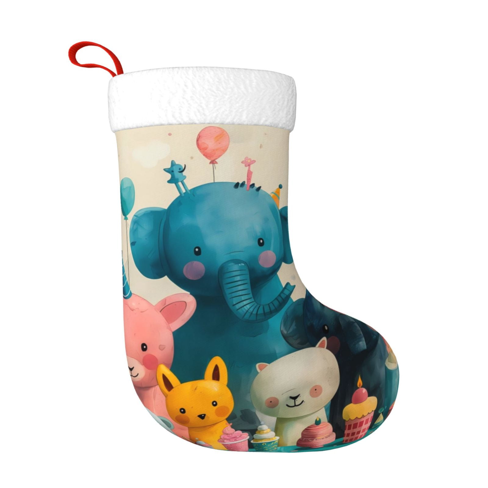 Daiia Cute Animal Party Print Christmas Stocking，18"Large Knitted Xmas ...