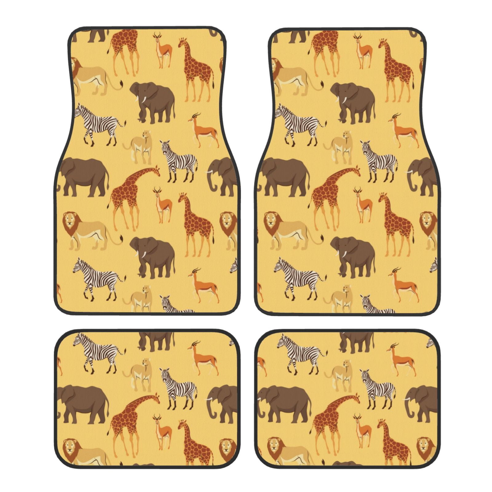 Daiia Cute Animals Printed Car Floor Mats Set of 4, Durable Non Slip ...