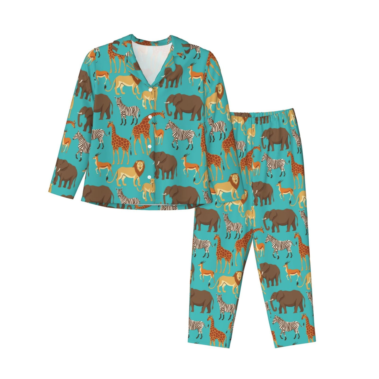 Daiia Cute Animals for Women's Long-Sleeved Pajama Set – Soft ...