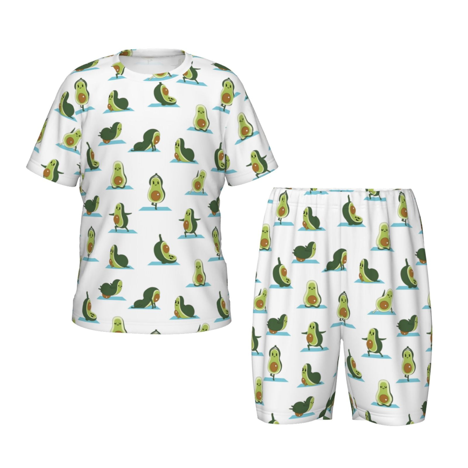 Daiia Cute Avocado Yoga Print Children’s Cotton Pajama Set – Short ...