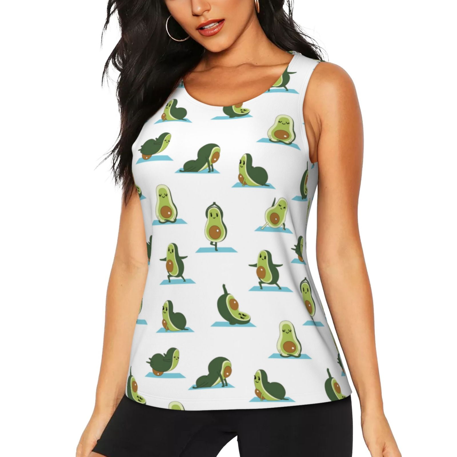 Daiia Cute Avocado Yoga Printed Womens Workout Tops for Women Quick-dry ...