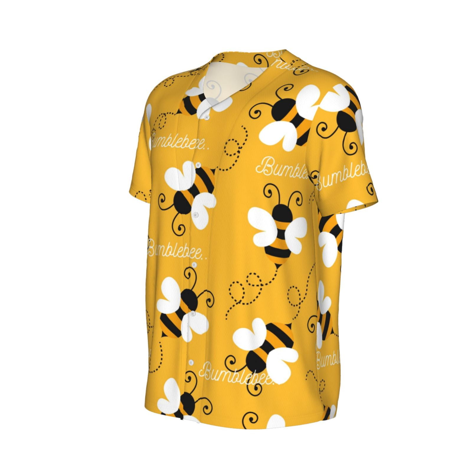 Daiia Cute Bee Butterfly Yelllow Mens Baseball Jersey Button Down ...