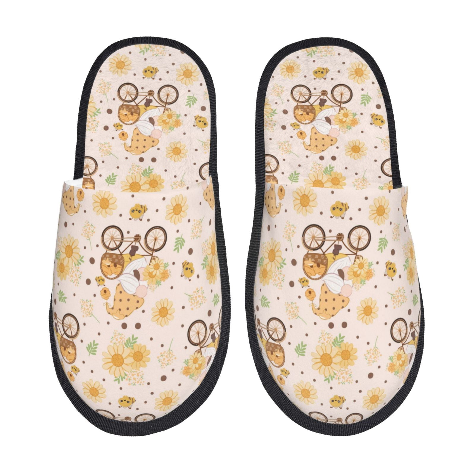 Daiia Cute Bee Gnome Pattern Furry Slippers for Women and Men, Soft ...