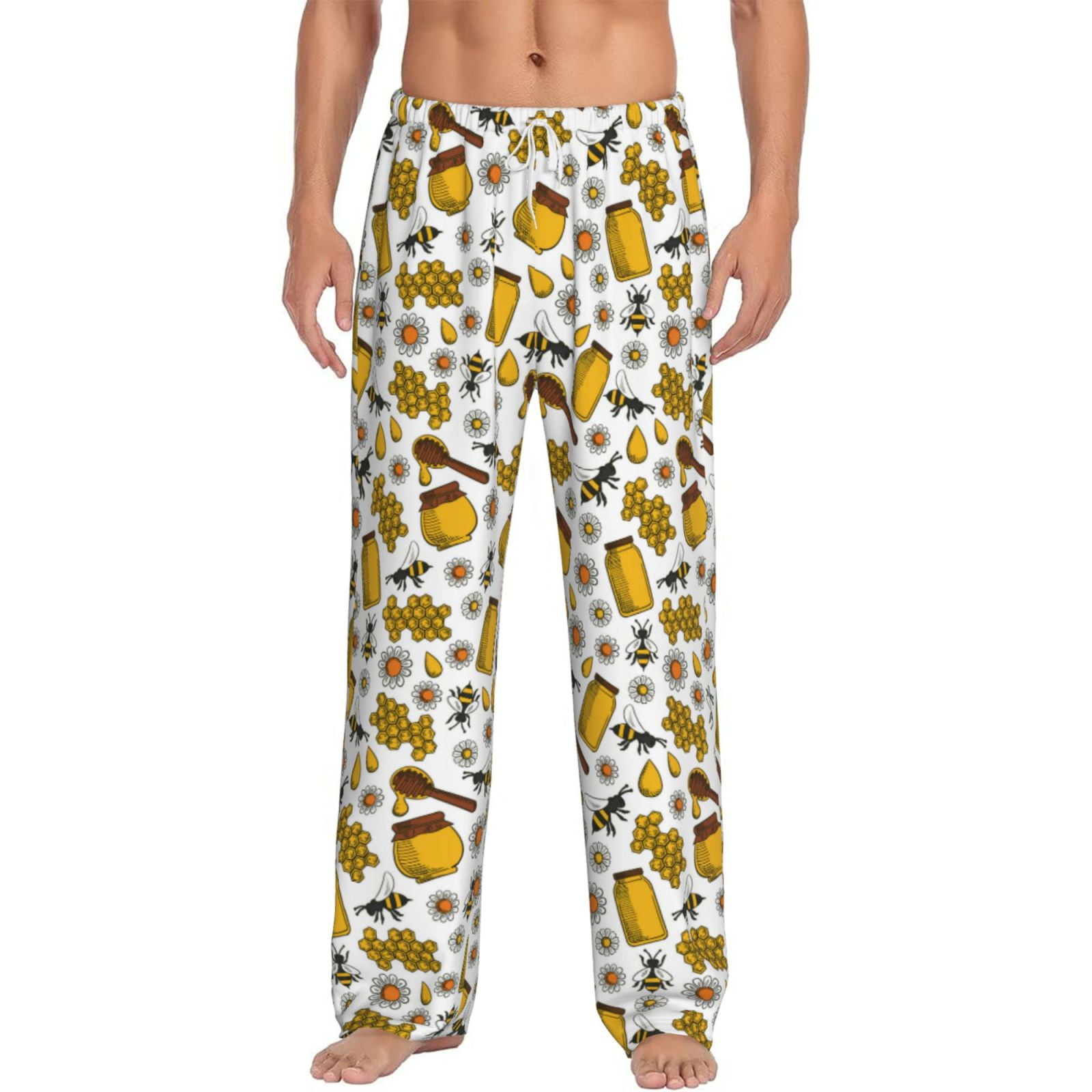 Daiia Cute Bee Men's Sleep Pant with Pockets and Drawstring,Pajama ...
