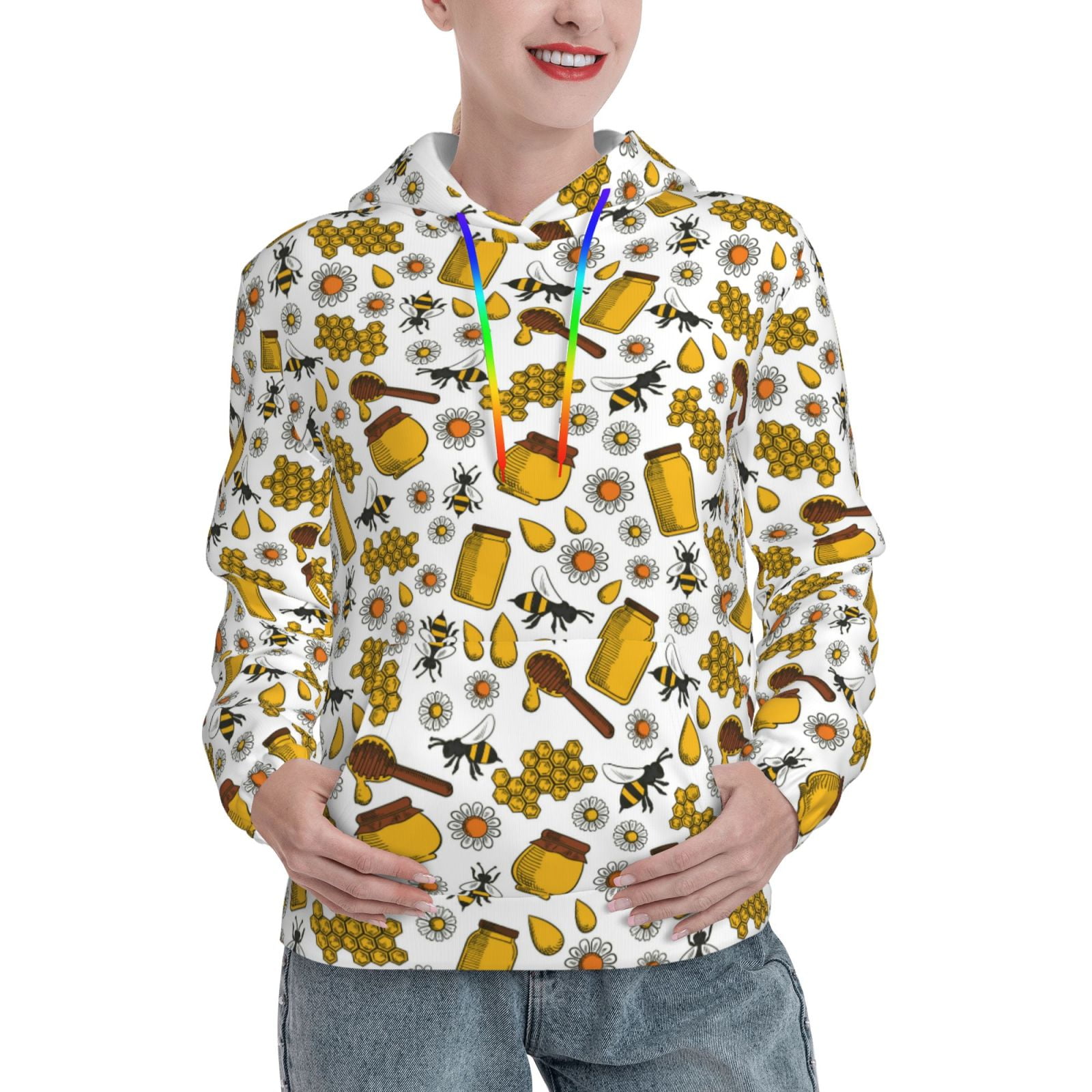 Daiia Cute Bee Pattern Women's Fashion Hoodies & Sweatshirts with ...