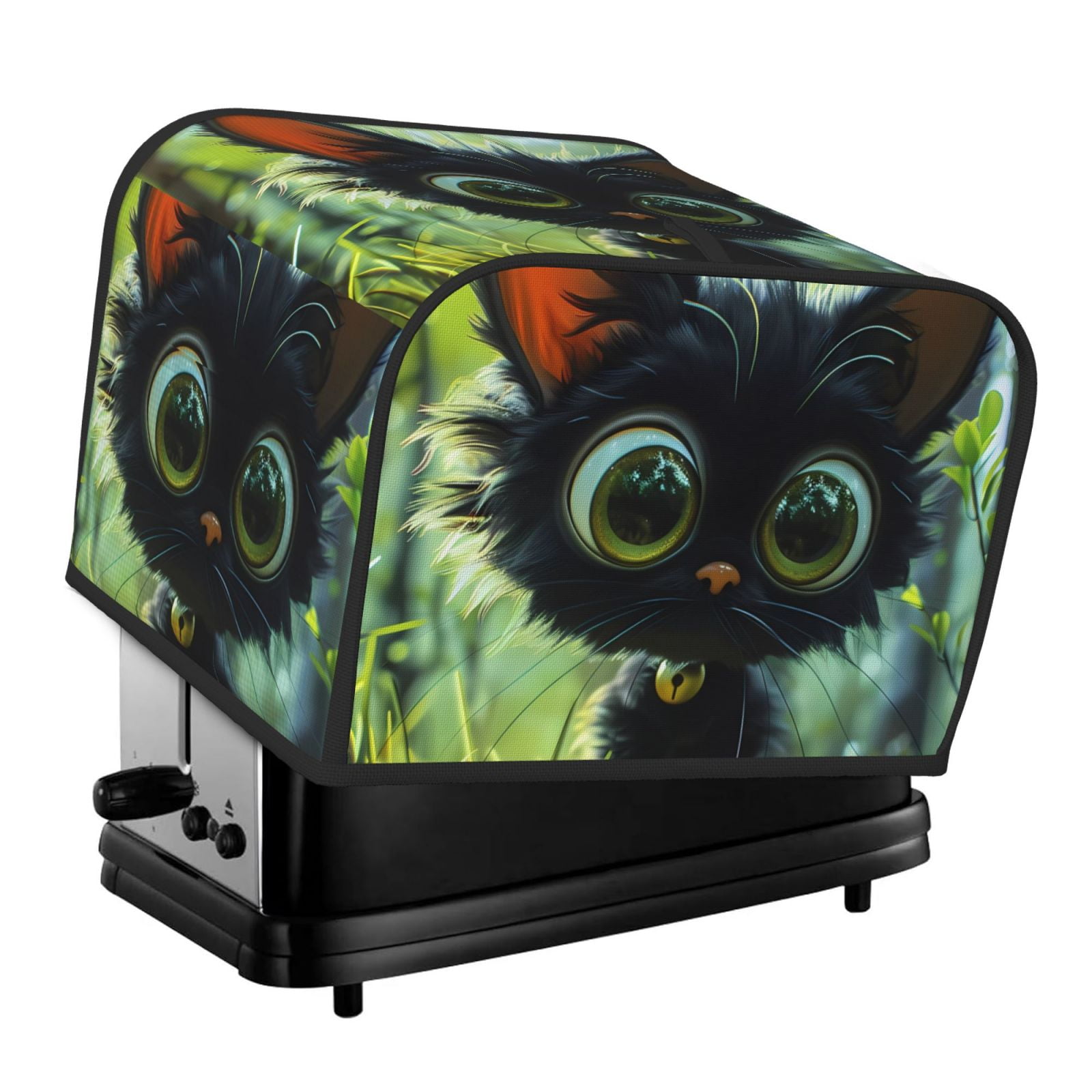 Daiia Cute Big-Eyed Black Cat Pattern 4 slice Toaster Cover, Toaster ...