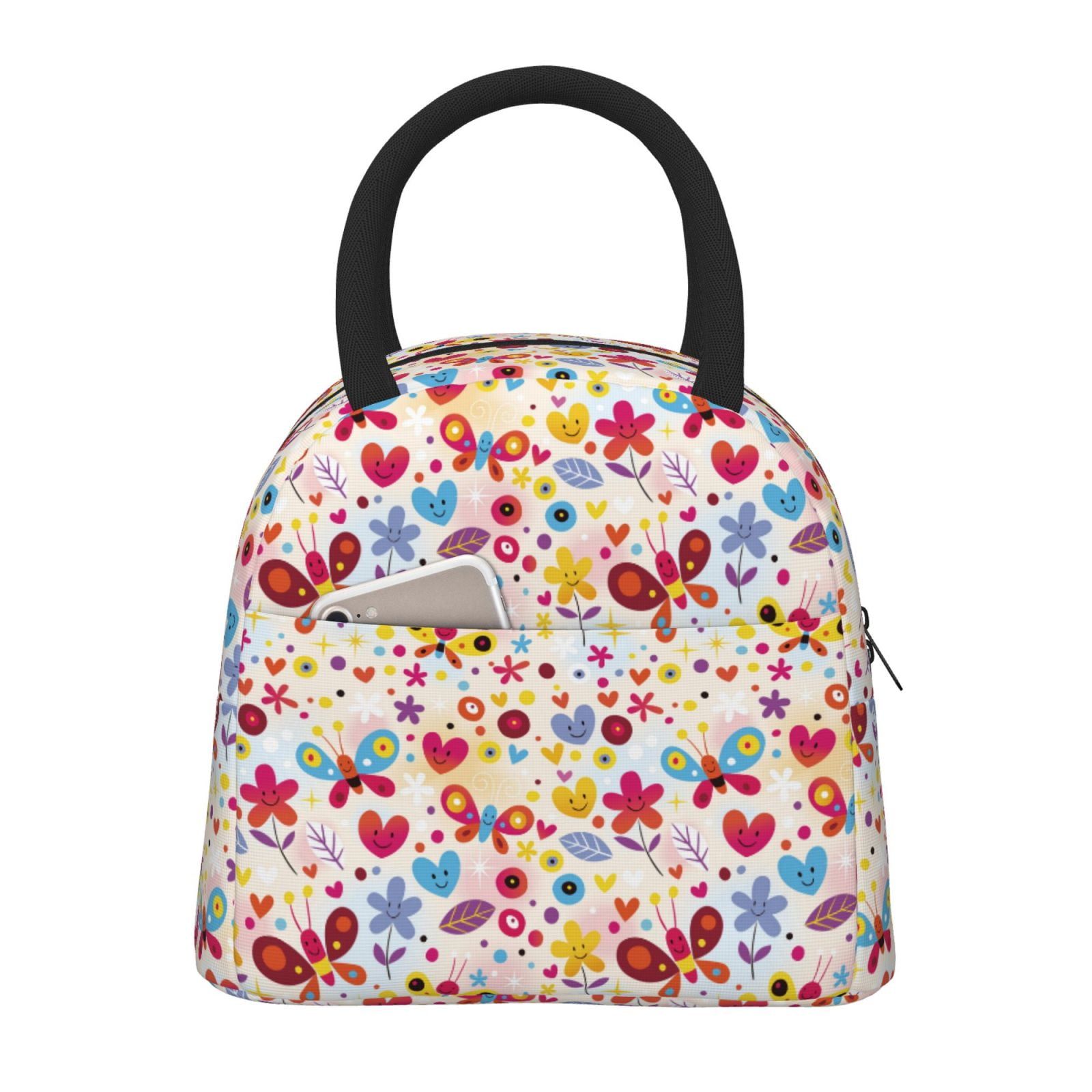 Daiia Cute Butterfly Flowers Pattern Lunch Bag , Insulated Lunch Box ...