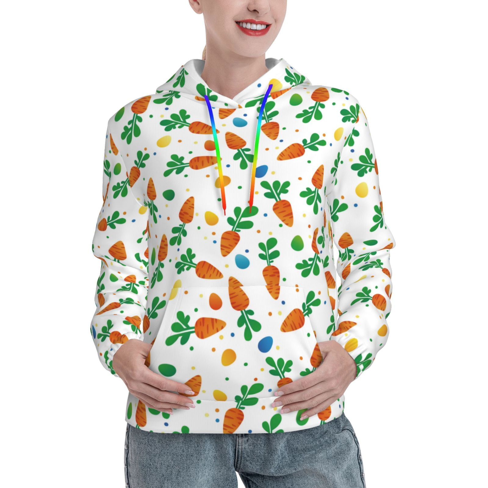 Daiia Cute Carrot Pattern Women's Fashion Hoodies & Sweatshirts with ...