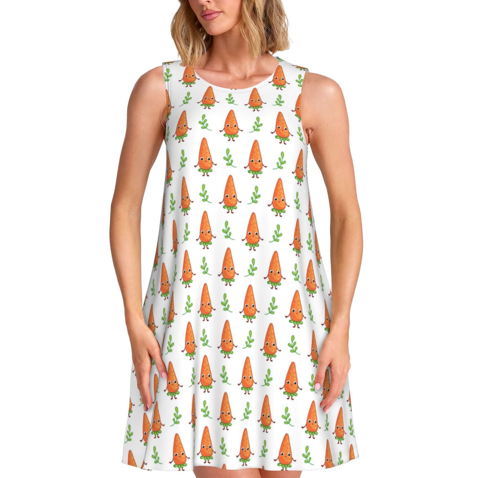 Daiia Cute Carrot Print Print Women's Dresses 2025 Trendy Short sleeve ...