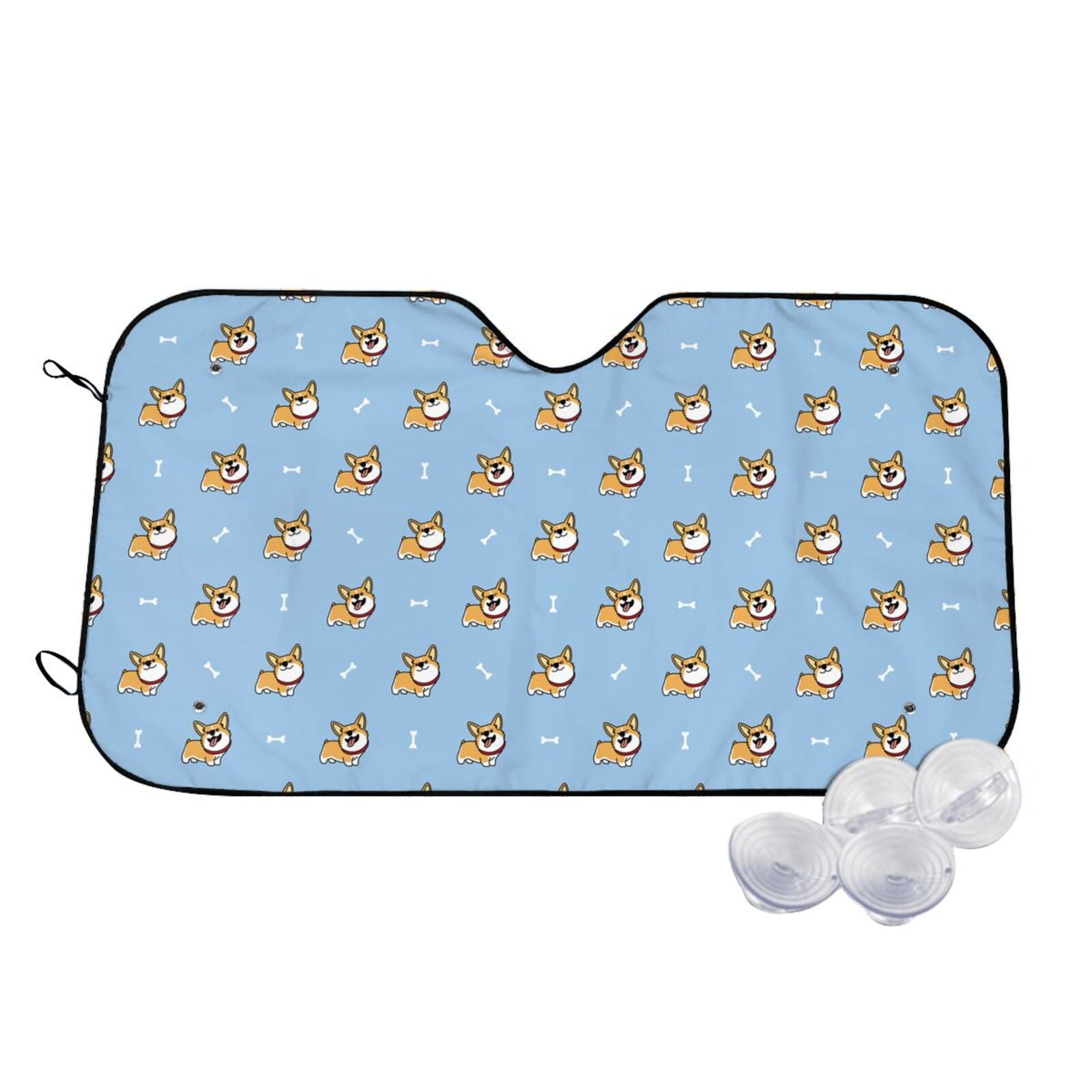 Daiia Cute Cartoon Corgi Windshield Sun Shade for Car SUV Truck (Medium ...