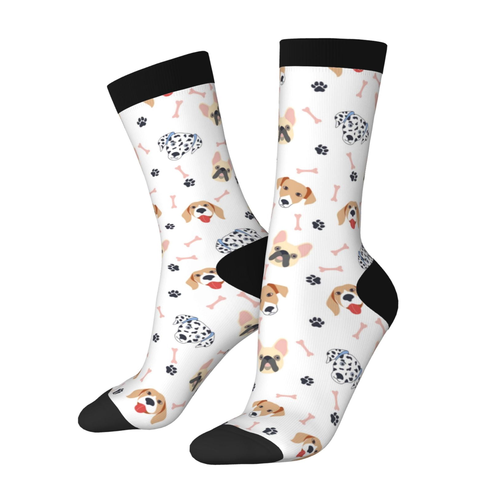 Daiia Cute Cartoon Dogs Print Crew Socks – Soft Breathable Long Socks ...
