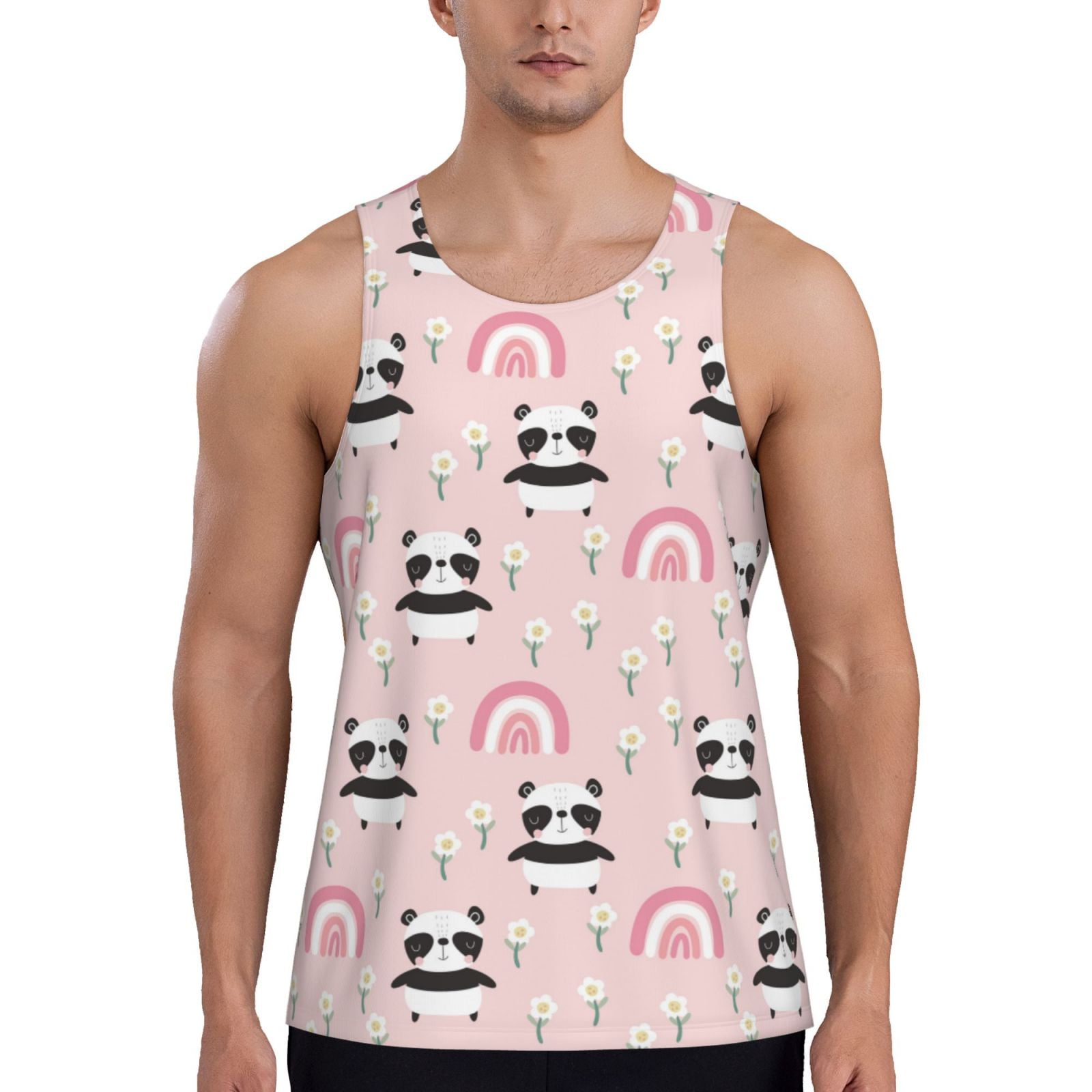 Daiia Cute Cartoon Panda Printed Men's Quick Dry Fit Muscle Tank Top ...
