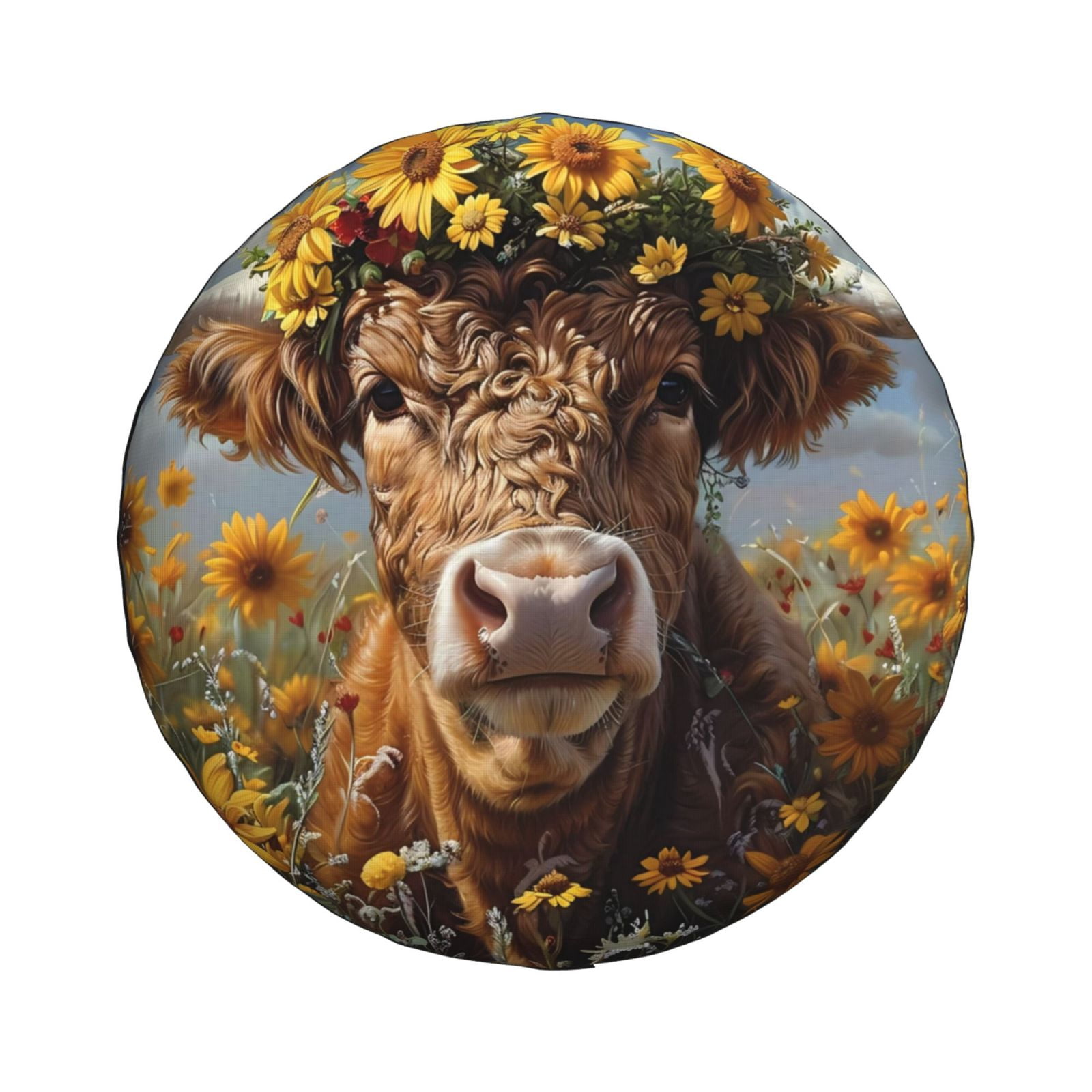 Daiia Cute Cow Sunflower Crown A Tire Covers , Travel Trailer Camper ...