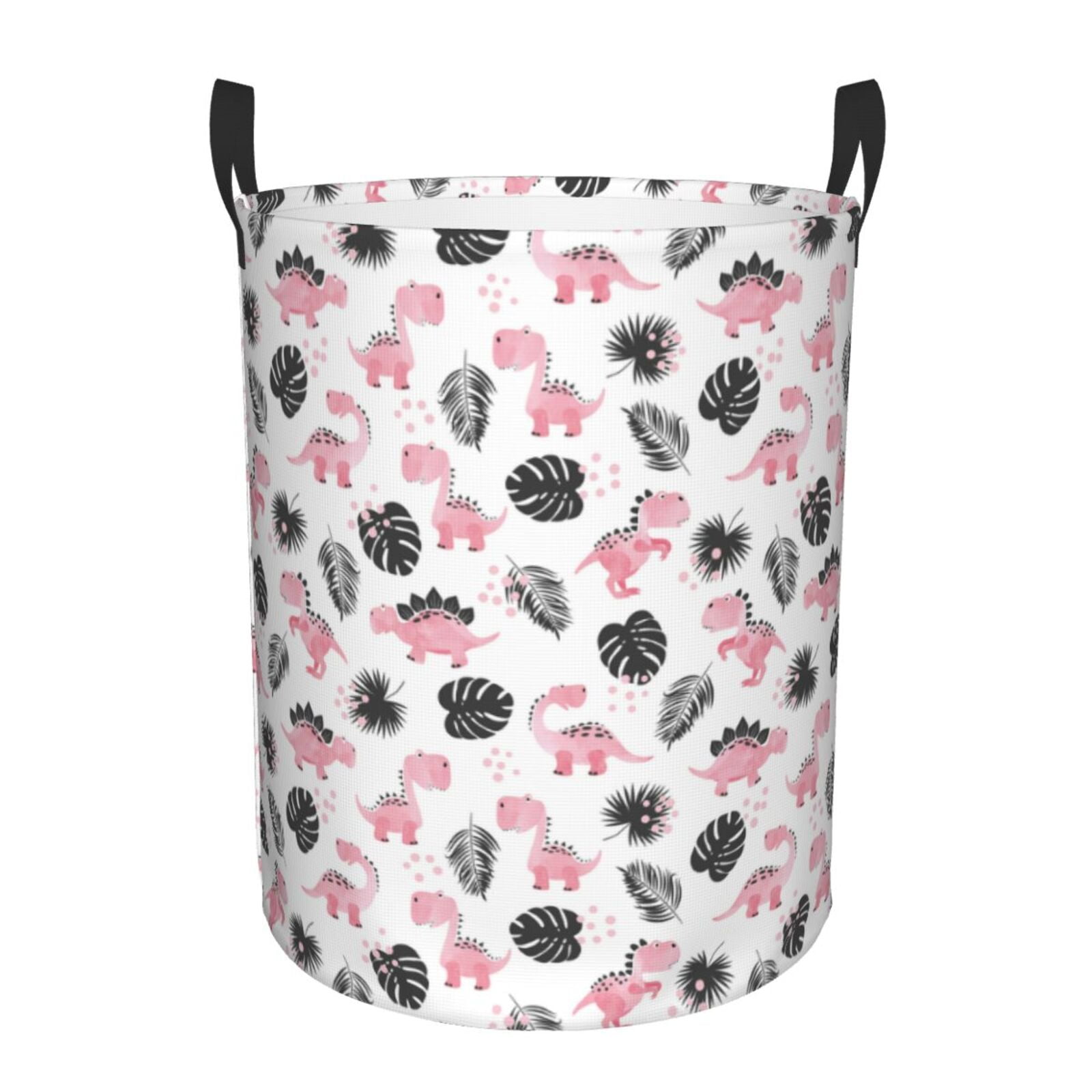 Daiia Cute Dinosaur Round Laundry Basket with Handles Thickened ...