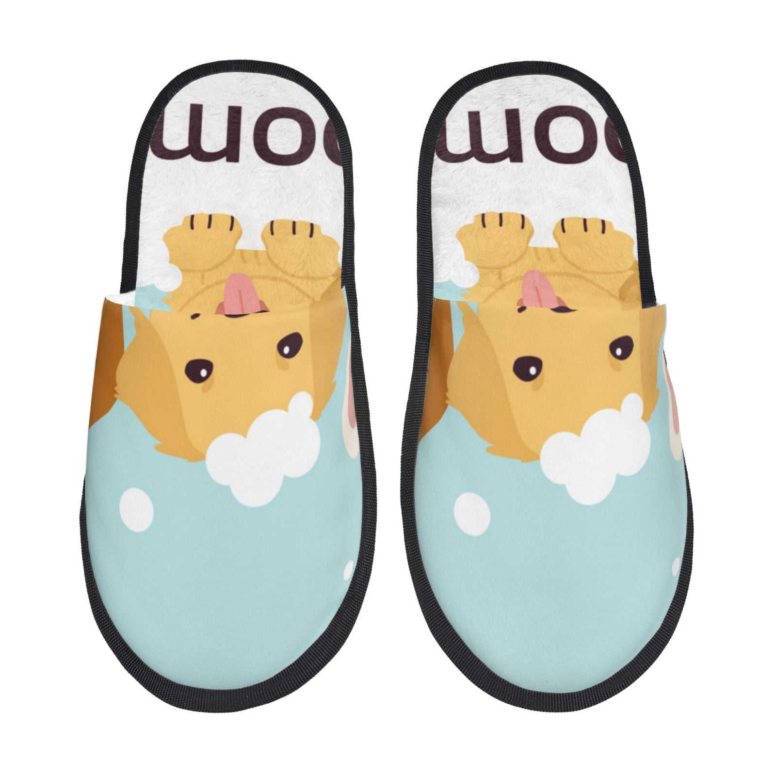 Daiia Cute Dog In Bathtub1 Pattern Furry Slippers for Women and Men ...