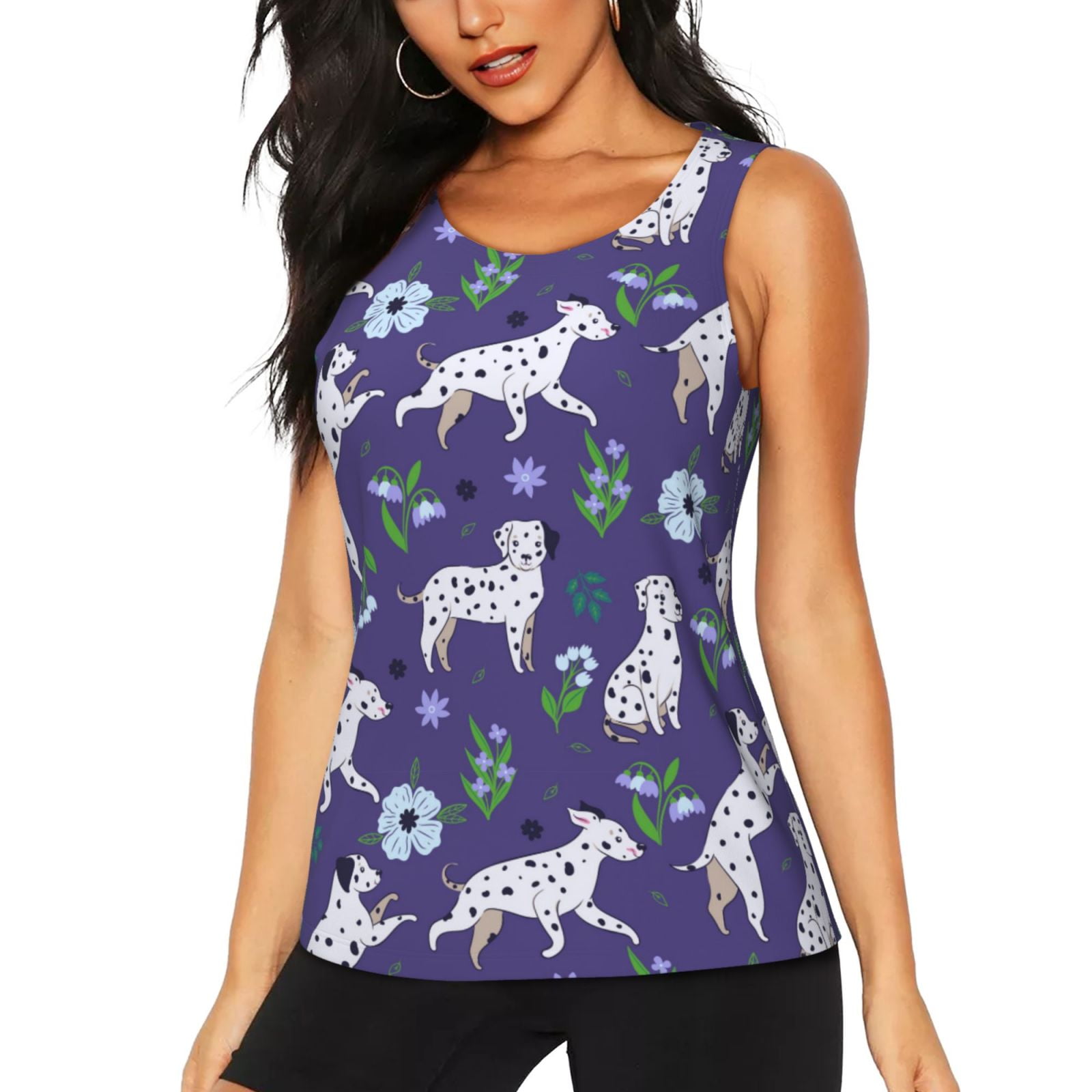 Daiia Cute Dog Printed Womens Workout Tops for Women Quick-dry Tank ...