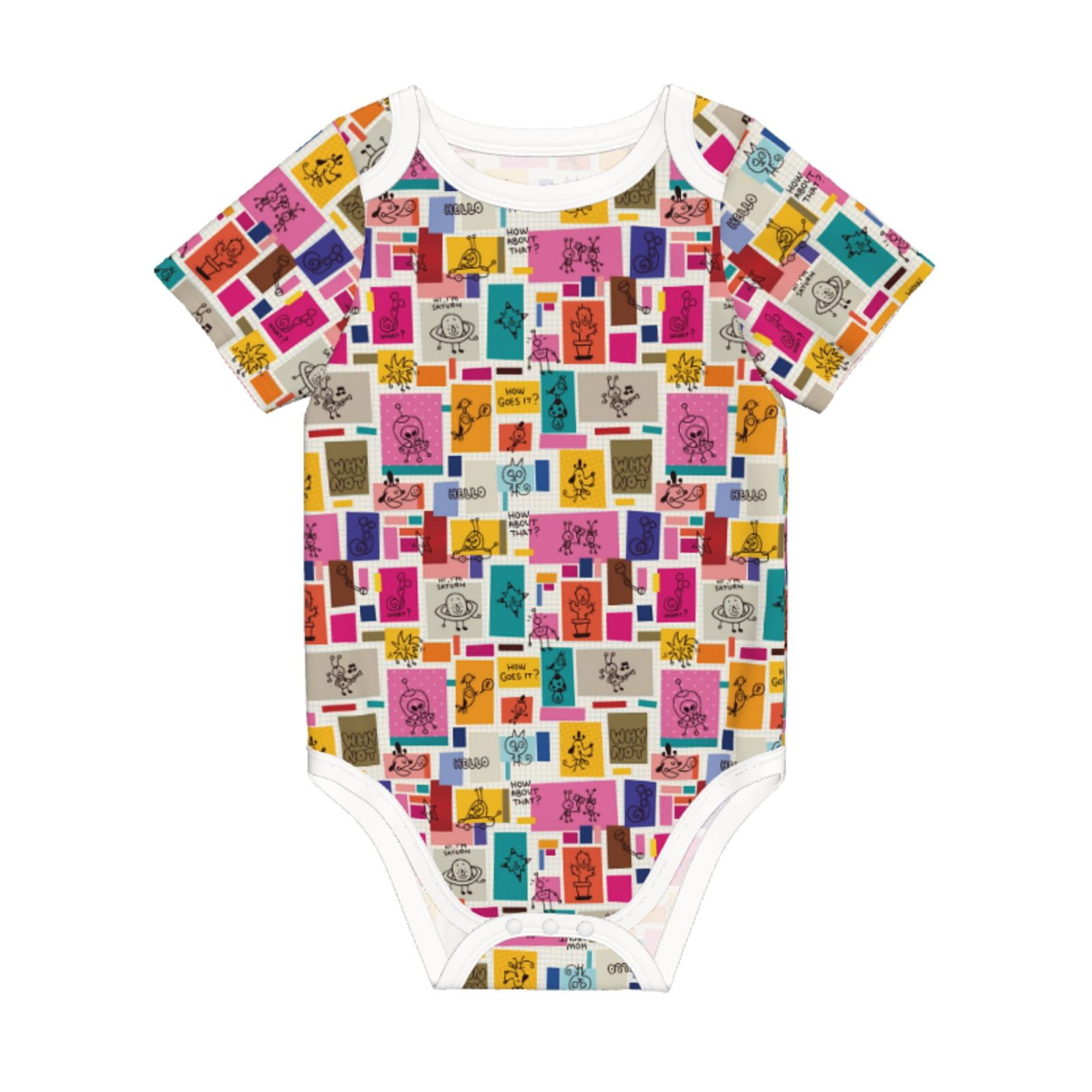 Daiia Cute Doodles Printed Unisex-Baby Short Sleeve Onesies Bodysuits ...