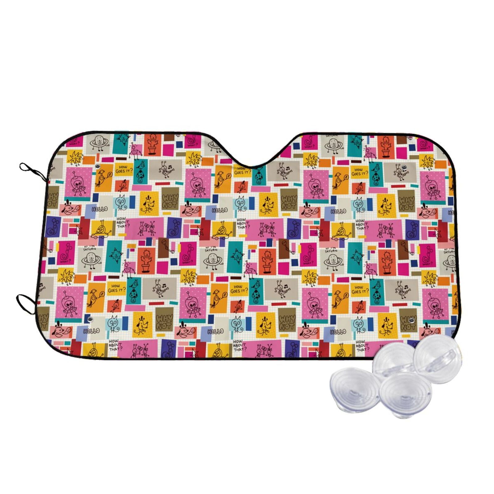 Daiia Cute Doodles Windshield Sun Shade for Car SUV Truck (Small ), Car ...