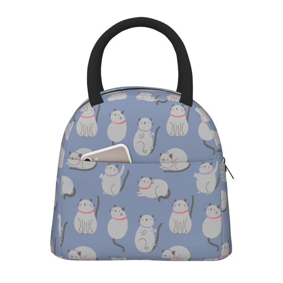 Daiia Cute Fat Cat Pattern Lunch Bag , Insulated Lunch Box, Small ...