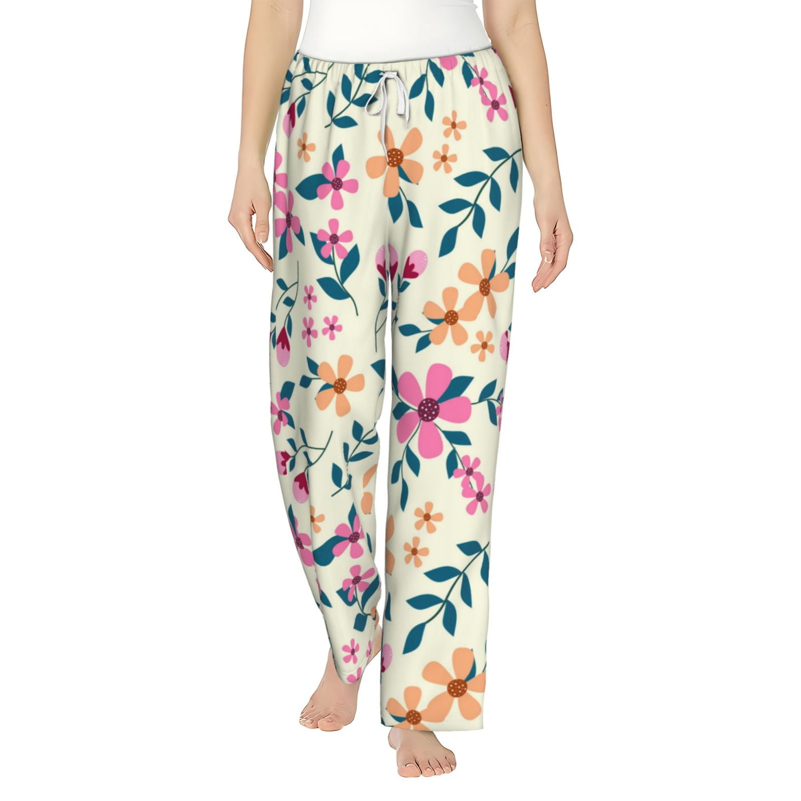 Daiia Cute Flower Women's Sleep Pant with Pockets and Drawstring,Pajama ...