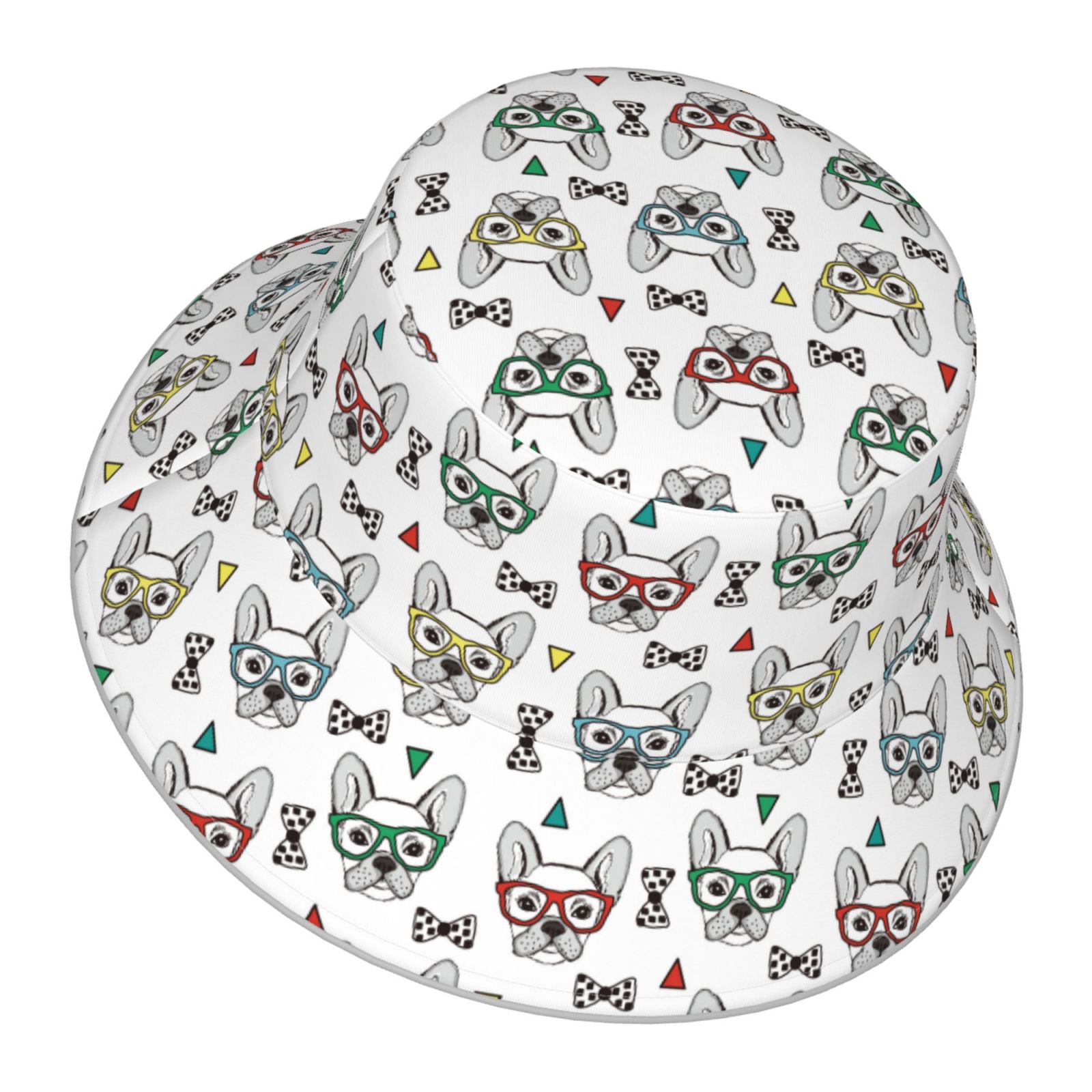 Daiia Cute French Bulldog Pattern Bucket Hat - Trendy Cotton Sun Hat ...